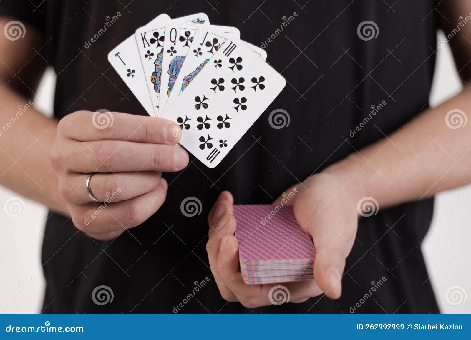 Male Hands Hold a Deck of Cards and Show Tricks. Stock Image - Image of ...