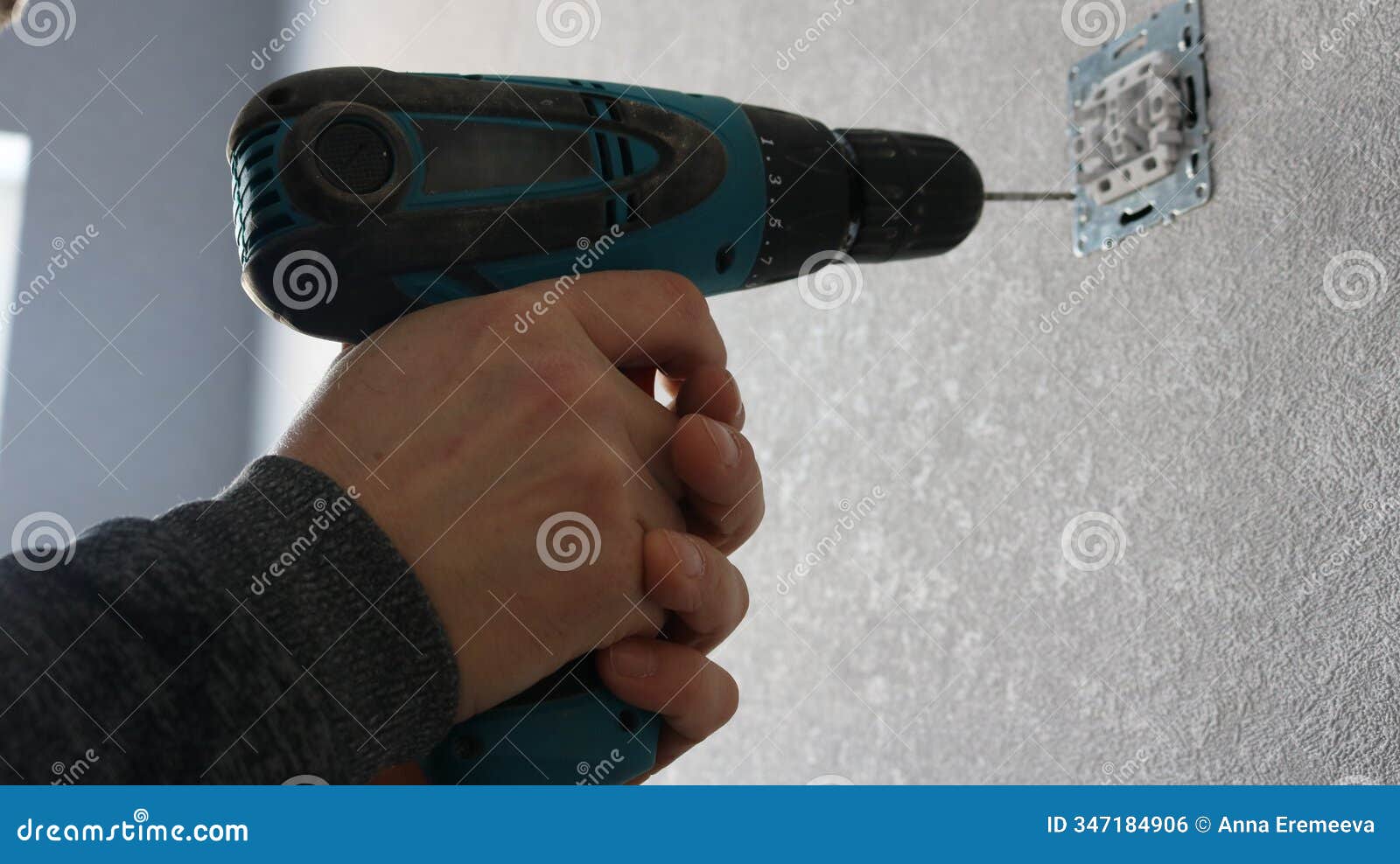 Fixing a Switch To the Wall with a Screwdriver Stock Photo - Image of ...