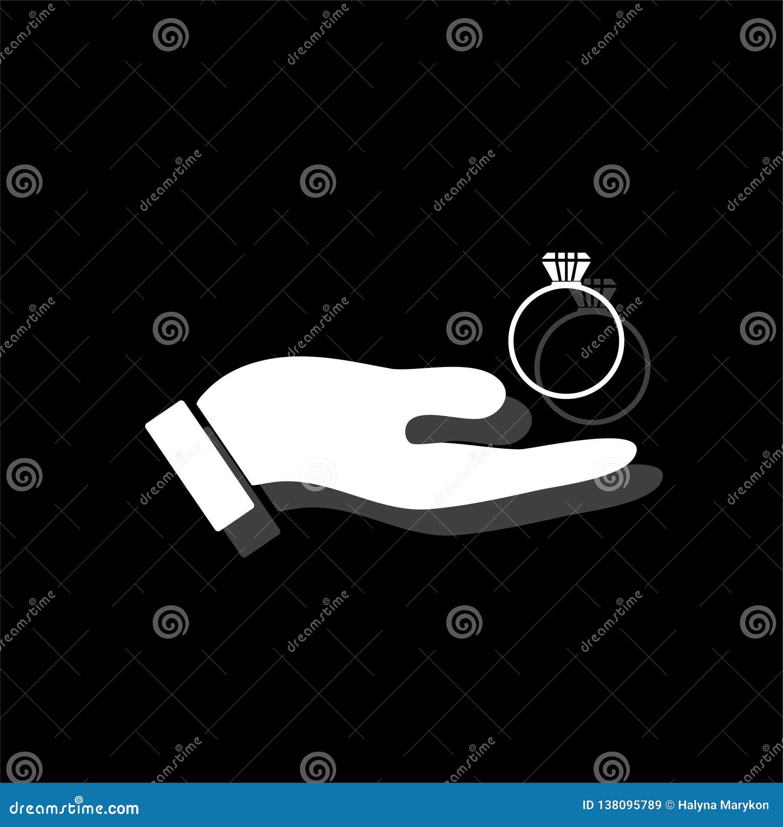 Male Hands Holding Engagement Ring Icon Flat Stock Illustration ...