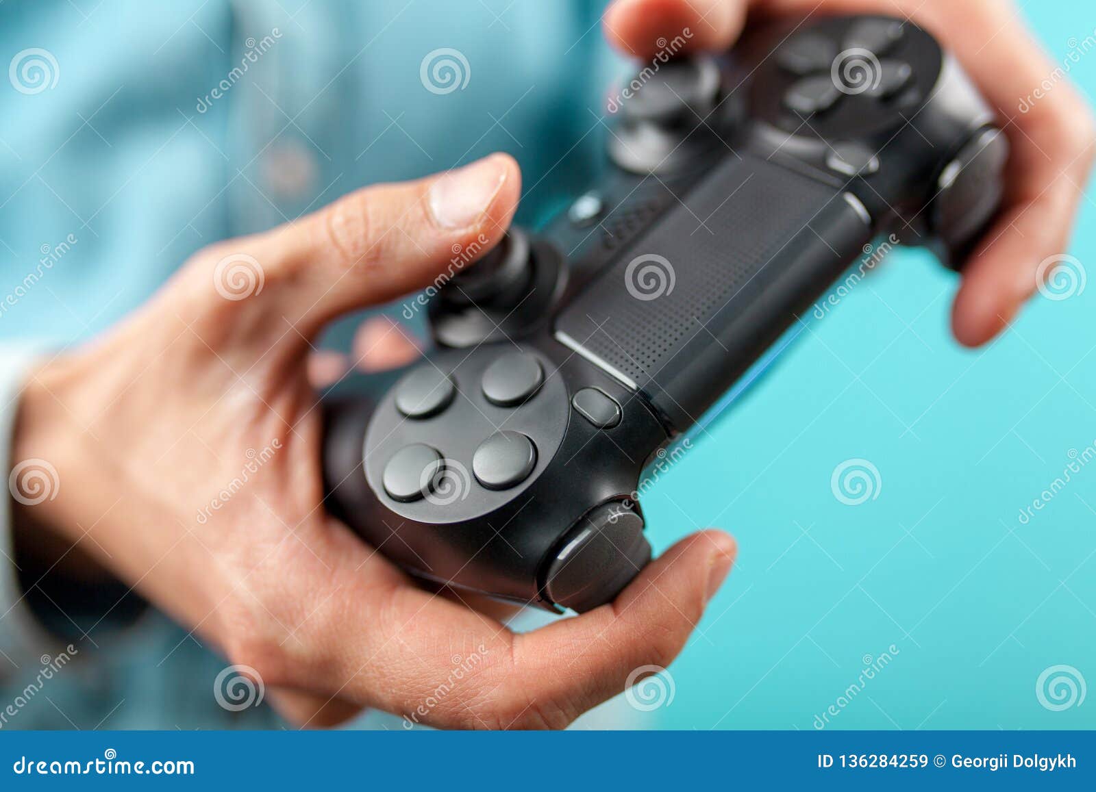 Male Hands Holding a Gaming Controller Stock Image - Image of control ...