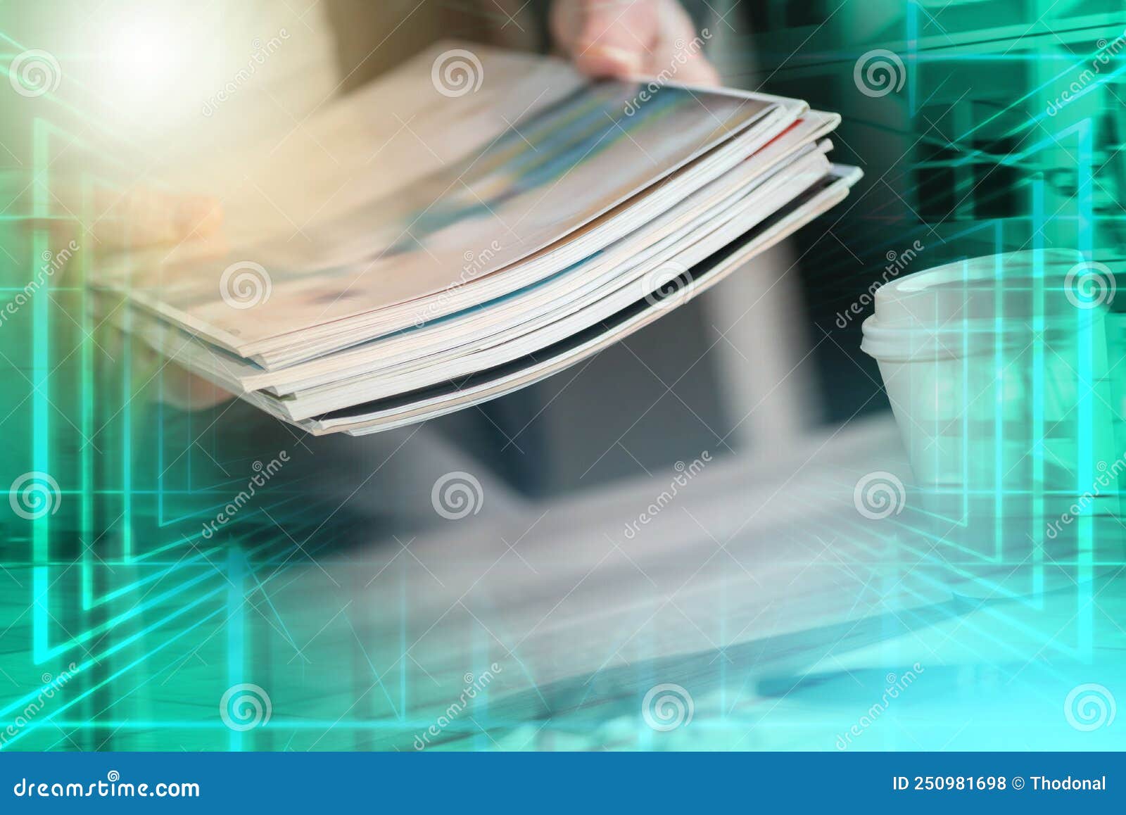 Male Hands Holding Magazines; Multiple Exposure Stock Photo - Image of ...