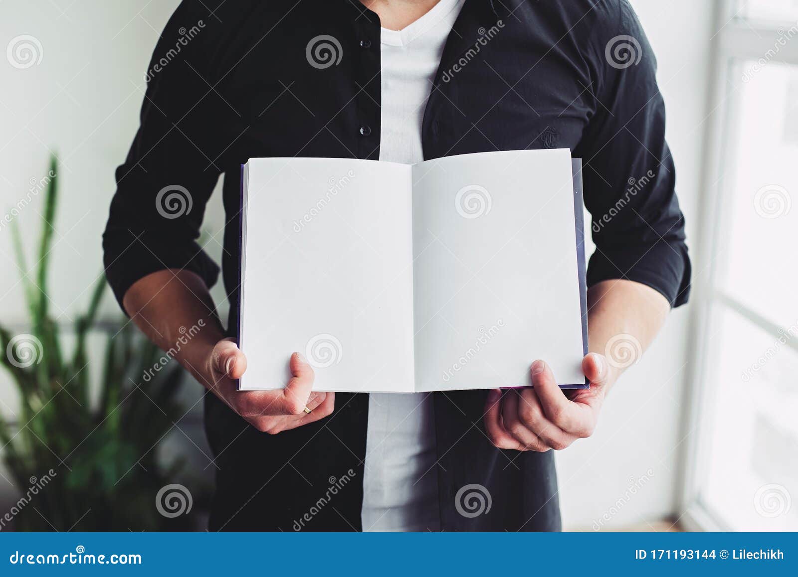 Male Hands Holding a Notebook Stock Photo - Image of business ...