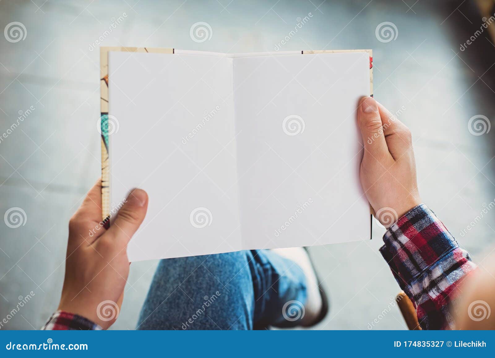 Male Hands Holding a Notebook with White Empty Sheets in the Interior ...