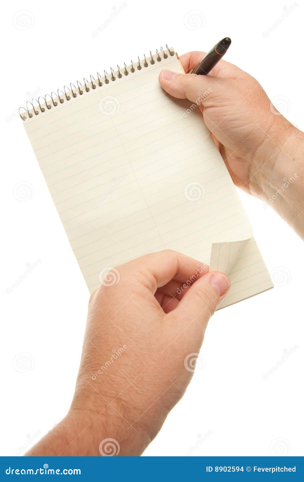 Male Hands Holding Pen and Pad of Paper Stock Photo - Image of palm ...