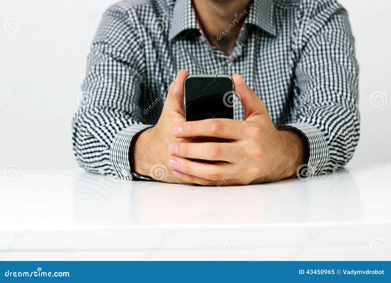 Male Hands Holding Smartphone Stock Image - Image of business, shirt ...