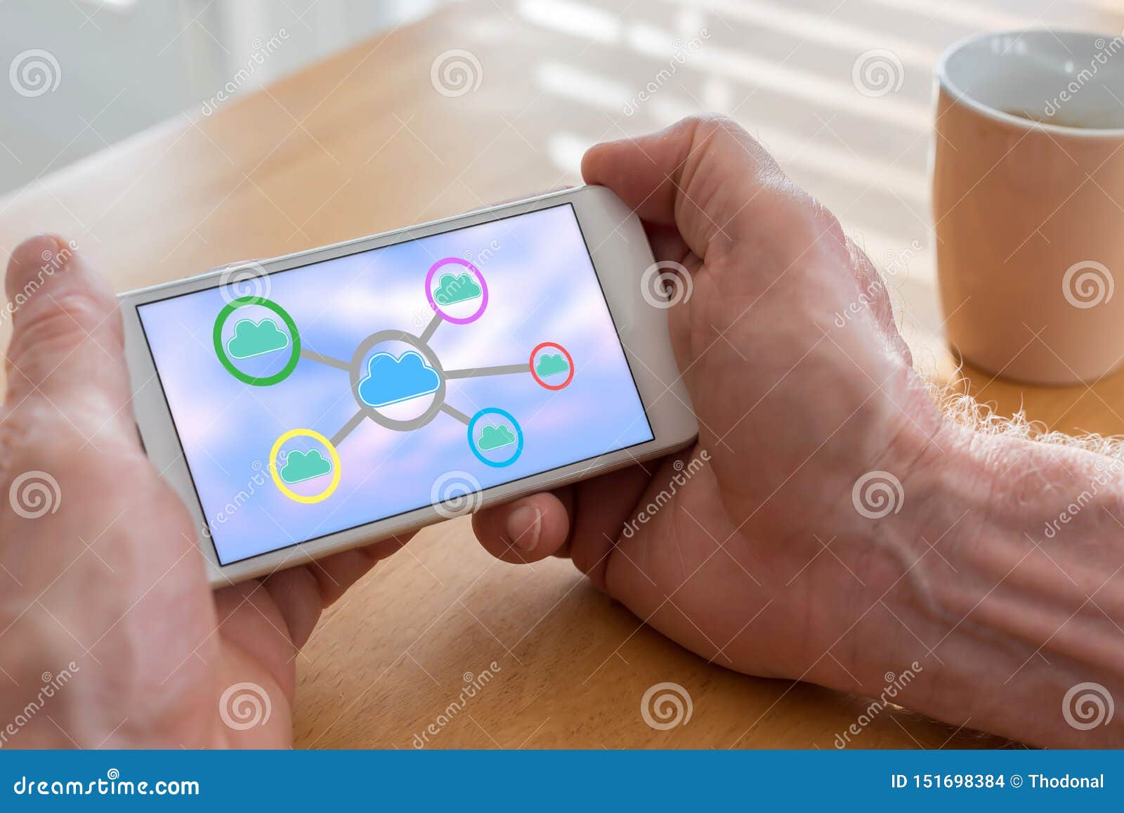 Cloud Networking Concept on a Smartphone Stock Photo - Image of server ...