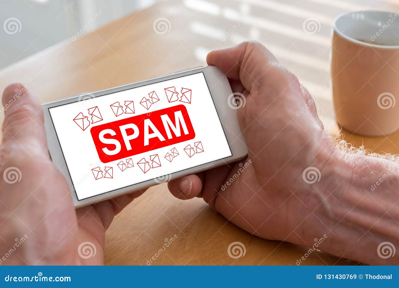 Spam Concept on a Smartphone Stock Image - Image of hand, envelope ...