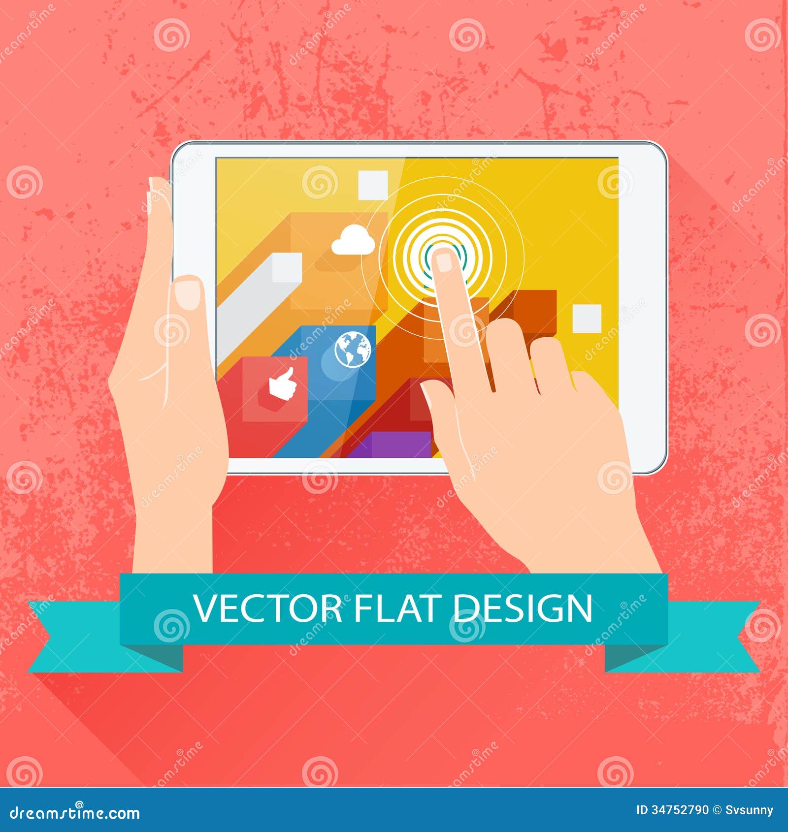 Male Hands Holding Tablet. Vector Flat Design Stock Illustration ...