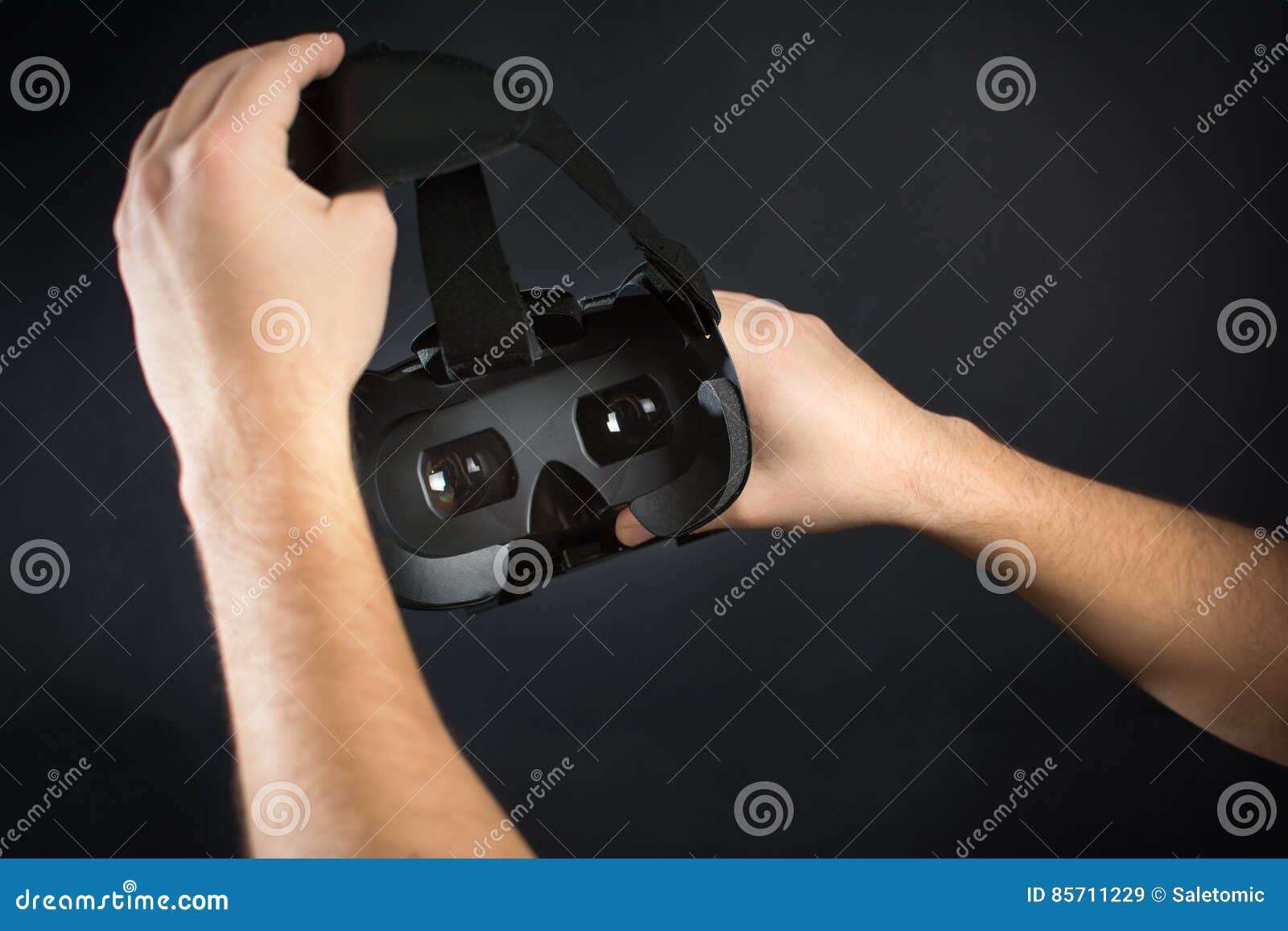 Male Hands Holding VR Glasses Stock Image - Image of futuristic ...