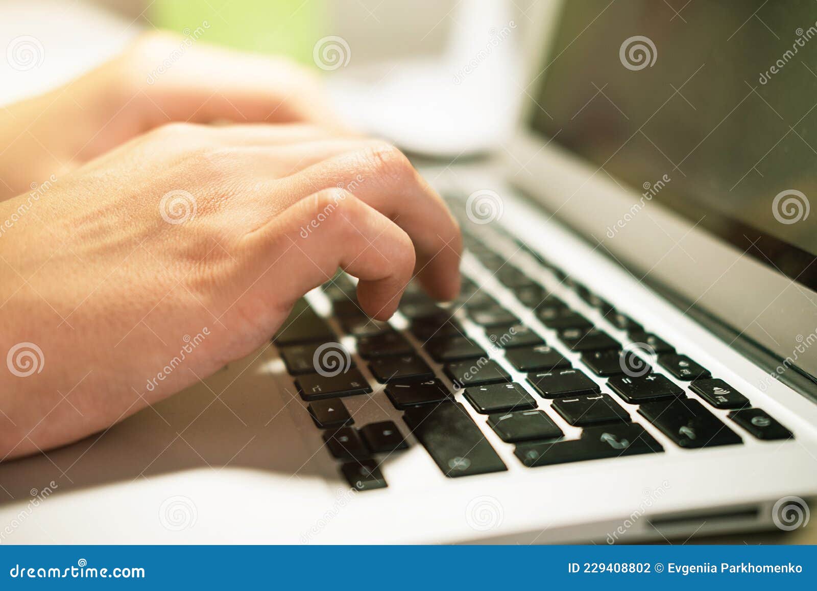 Male Hands on Laptop Keyboard Close Up Stock Photo - Image of person ...