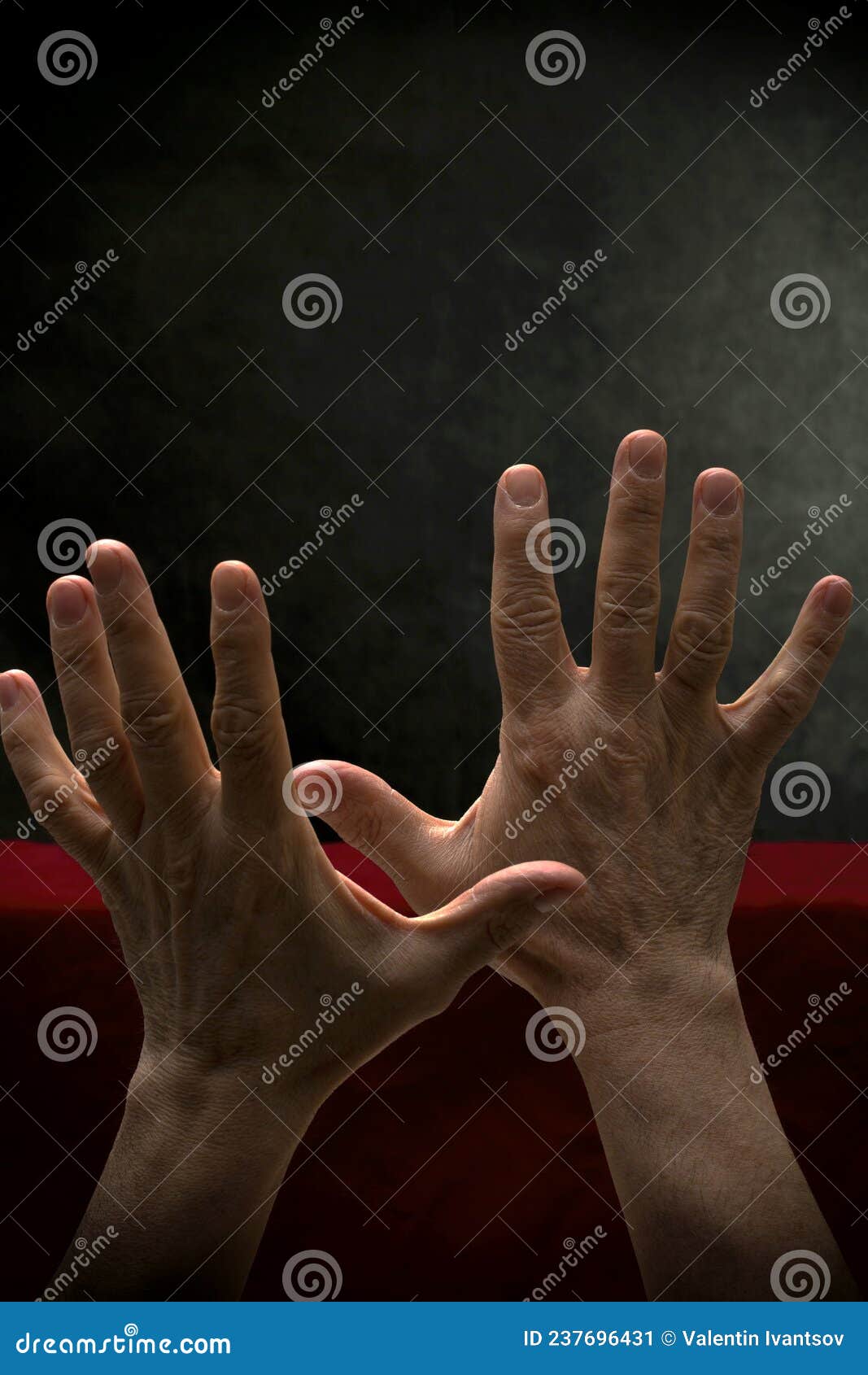 Male Hands with Open Palms Raised Up Stock Image - Image of raised ...