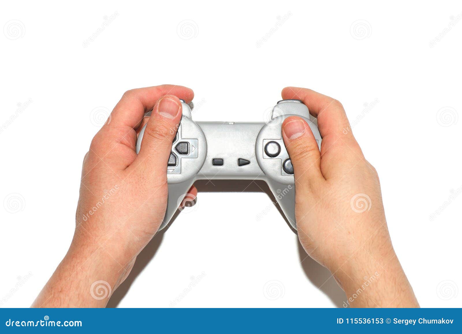 Male Hands Play with Gamepad Stock Image - Image of controller, white ...