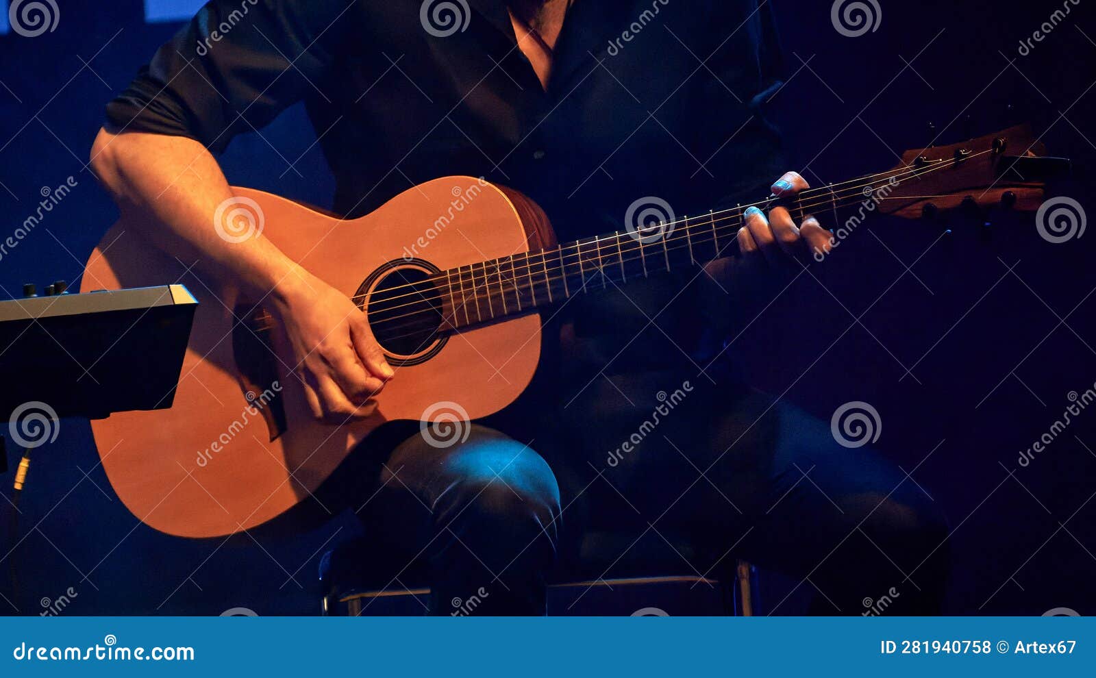 Male Hands Playing Acoustic Guitar Stock Photo - Image of classical ...