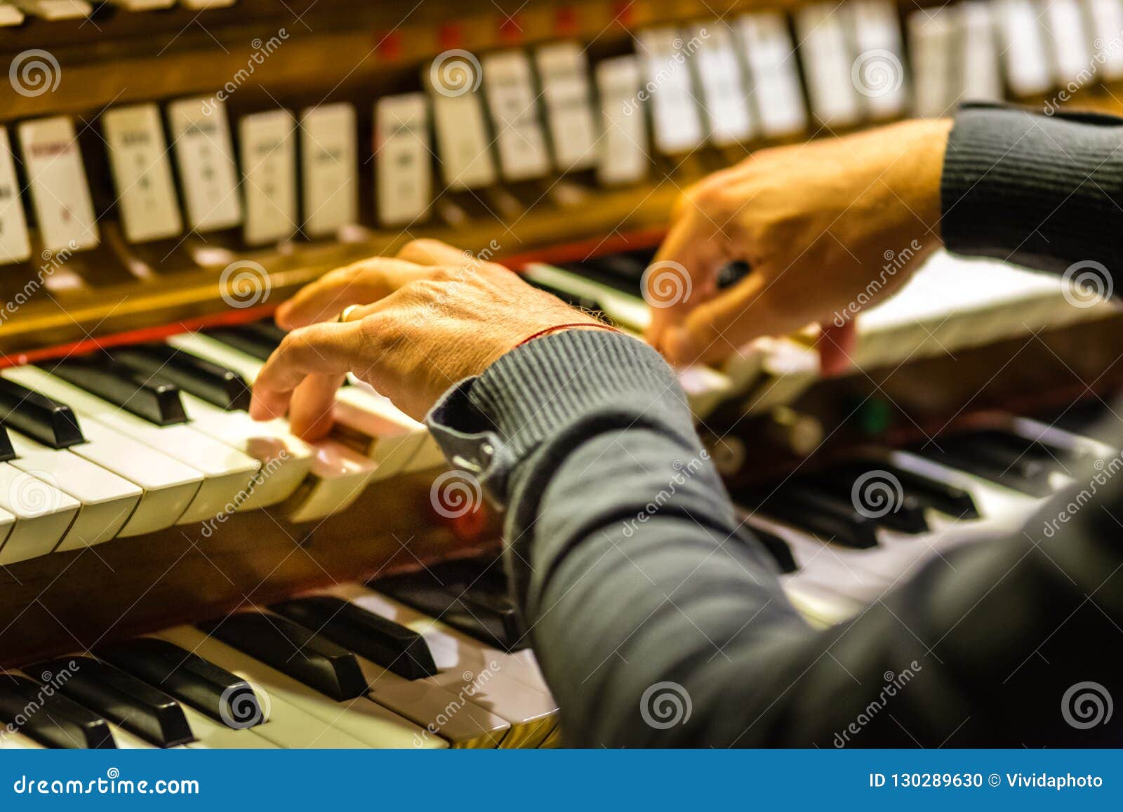 Hands Playing Organ Keyboard Stock Photo - Image of music, musical ...