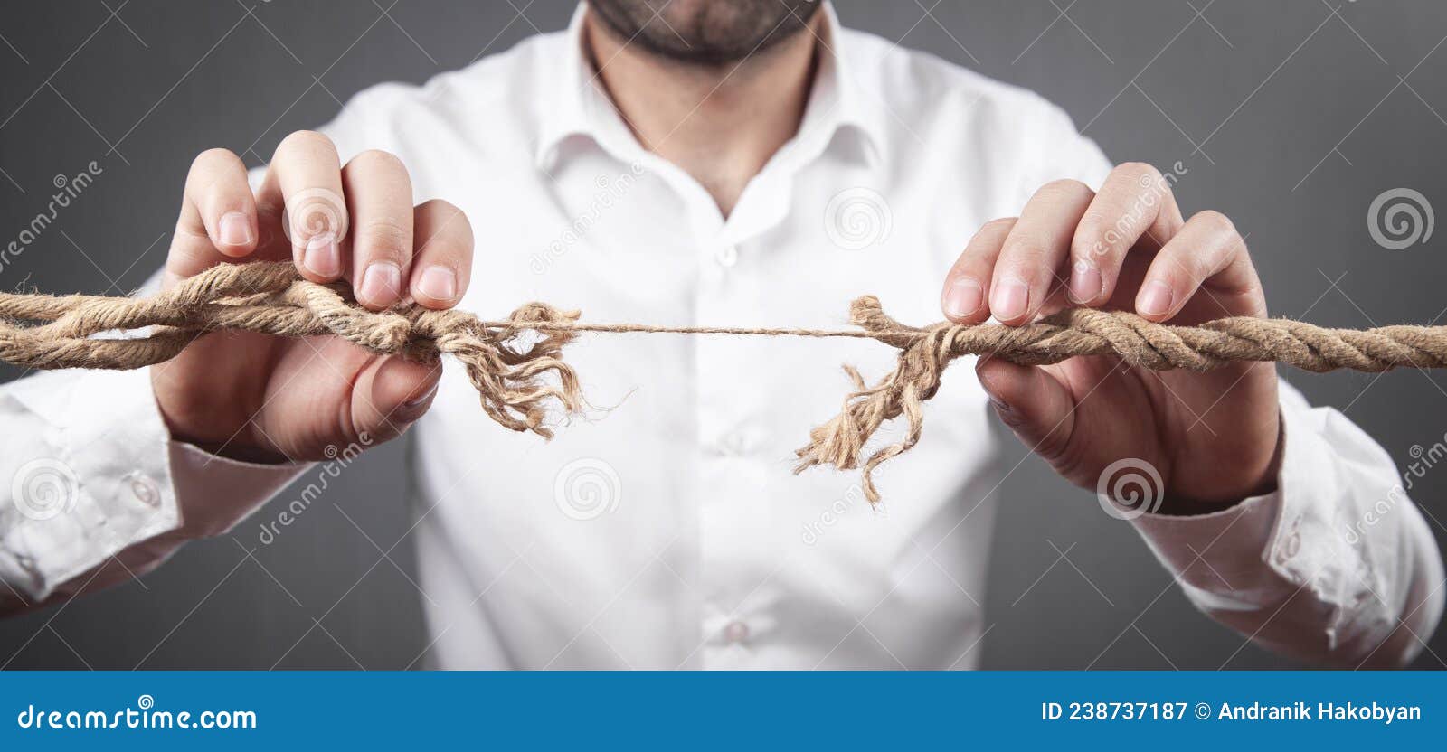 Male Hands Showing Frayed Rope. Risk Stock Image - Image of concept ...