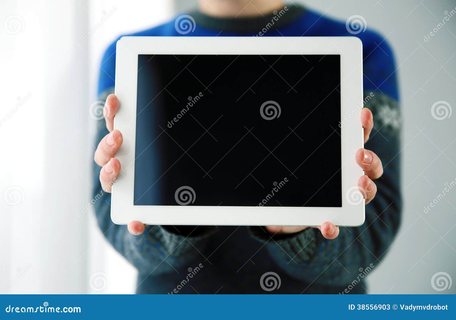 Male Hands Showing Tablet Computer Screen Stock Image - Image of ...