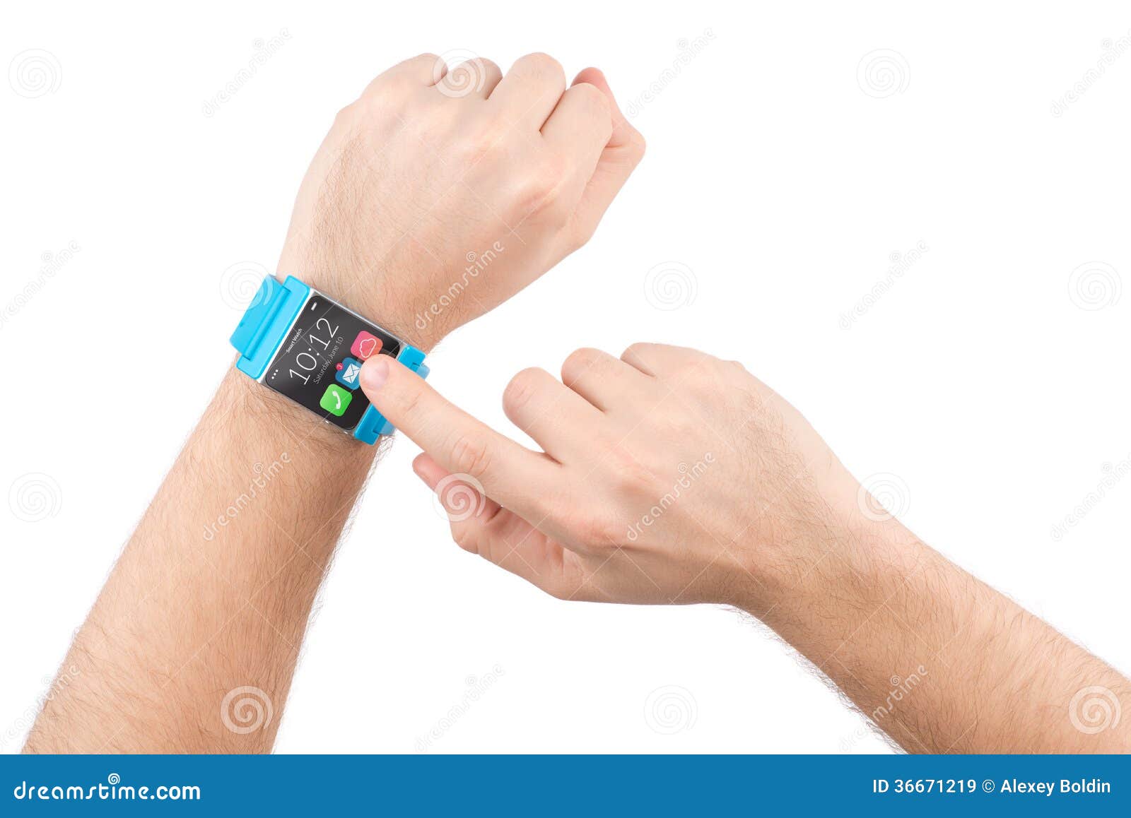 Male Hands with Smart Watch Tap on the Screen Stock Image - Image of ...