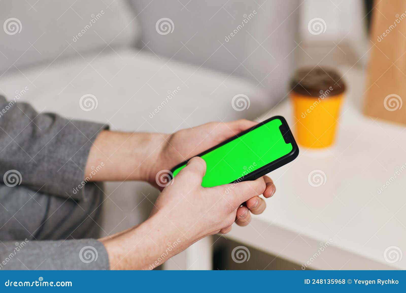 Male Hands Texting on Phone Screen at Home. Stock Photo - Image of ...