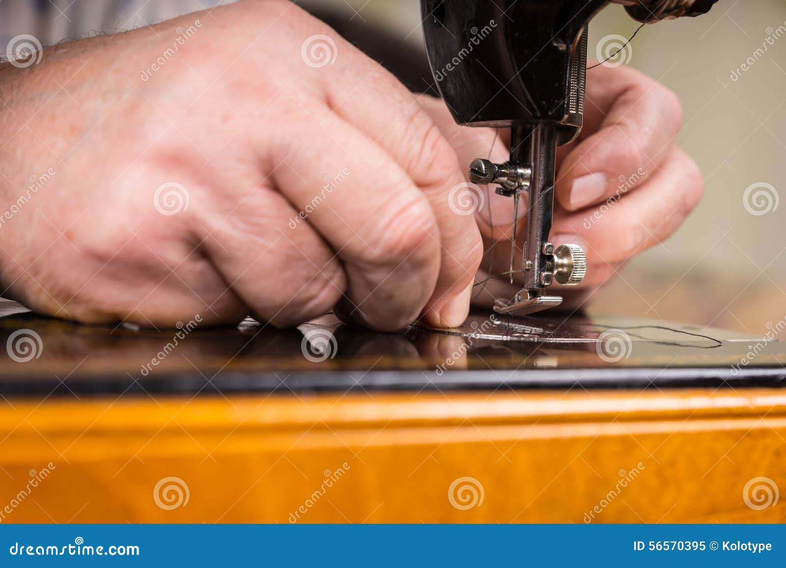 Male Hands Threading Needle of Sewing Machine Stock Image - Image of ...