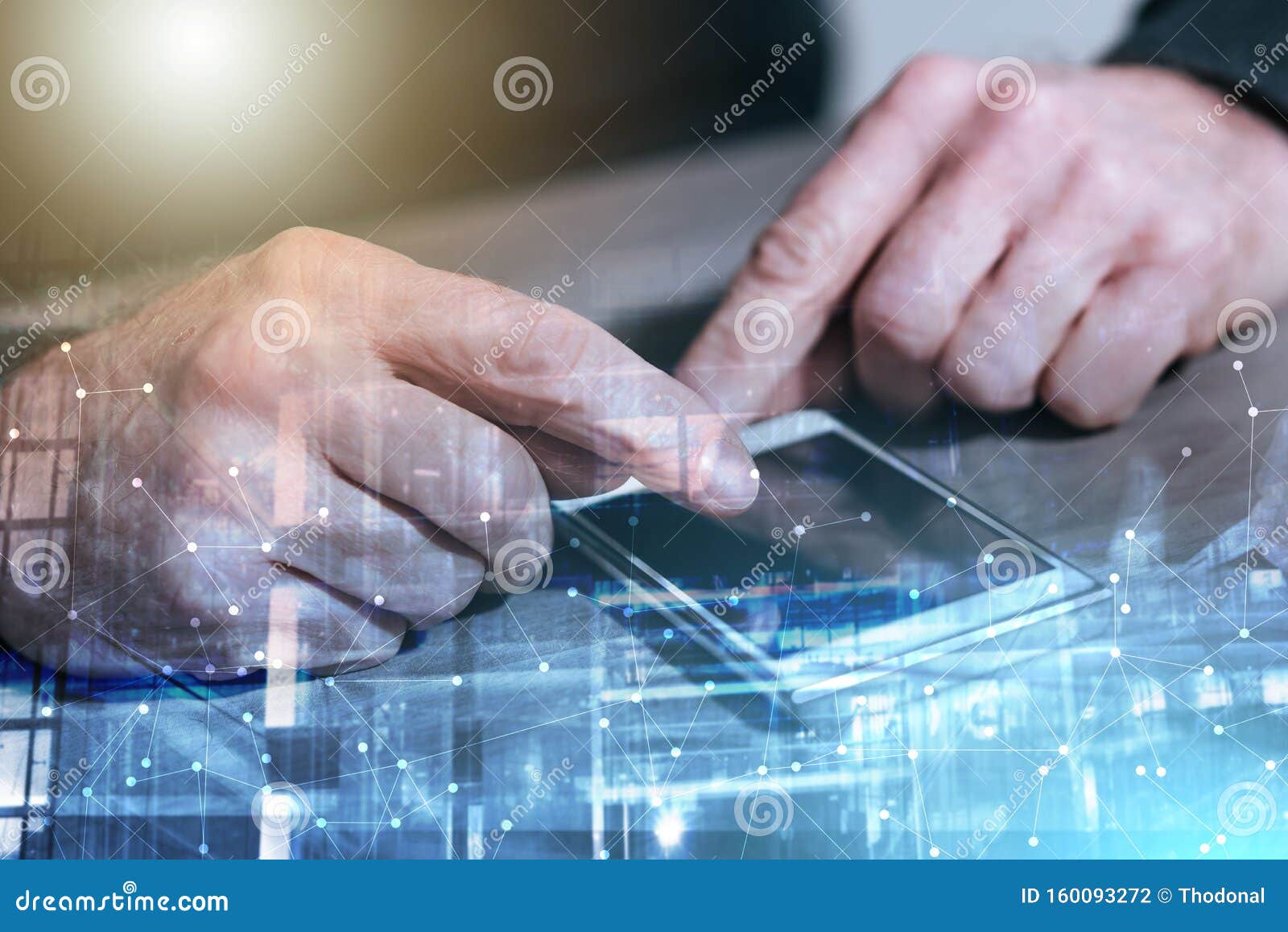 Male Hands Using a Smartphone; Multiple Exposure Stock Photo - Image of ...
