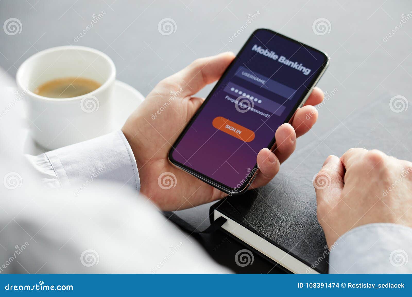 Male Hands Using Mobile Banking Stock Photo - Image of financial, male ...