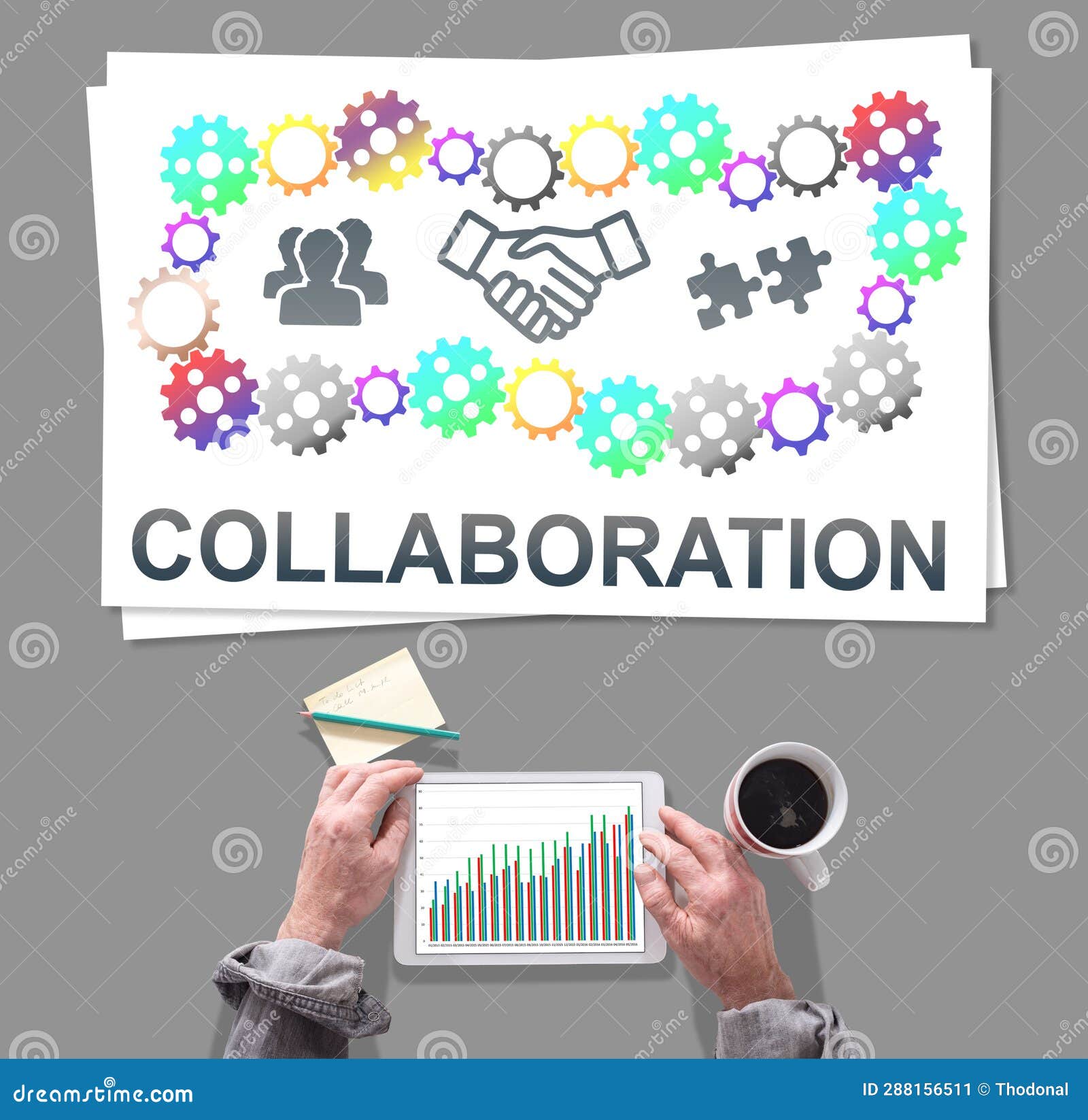 Collaboration Concept Placed on a Desk Stock Image - Image of corporate ...
