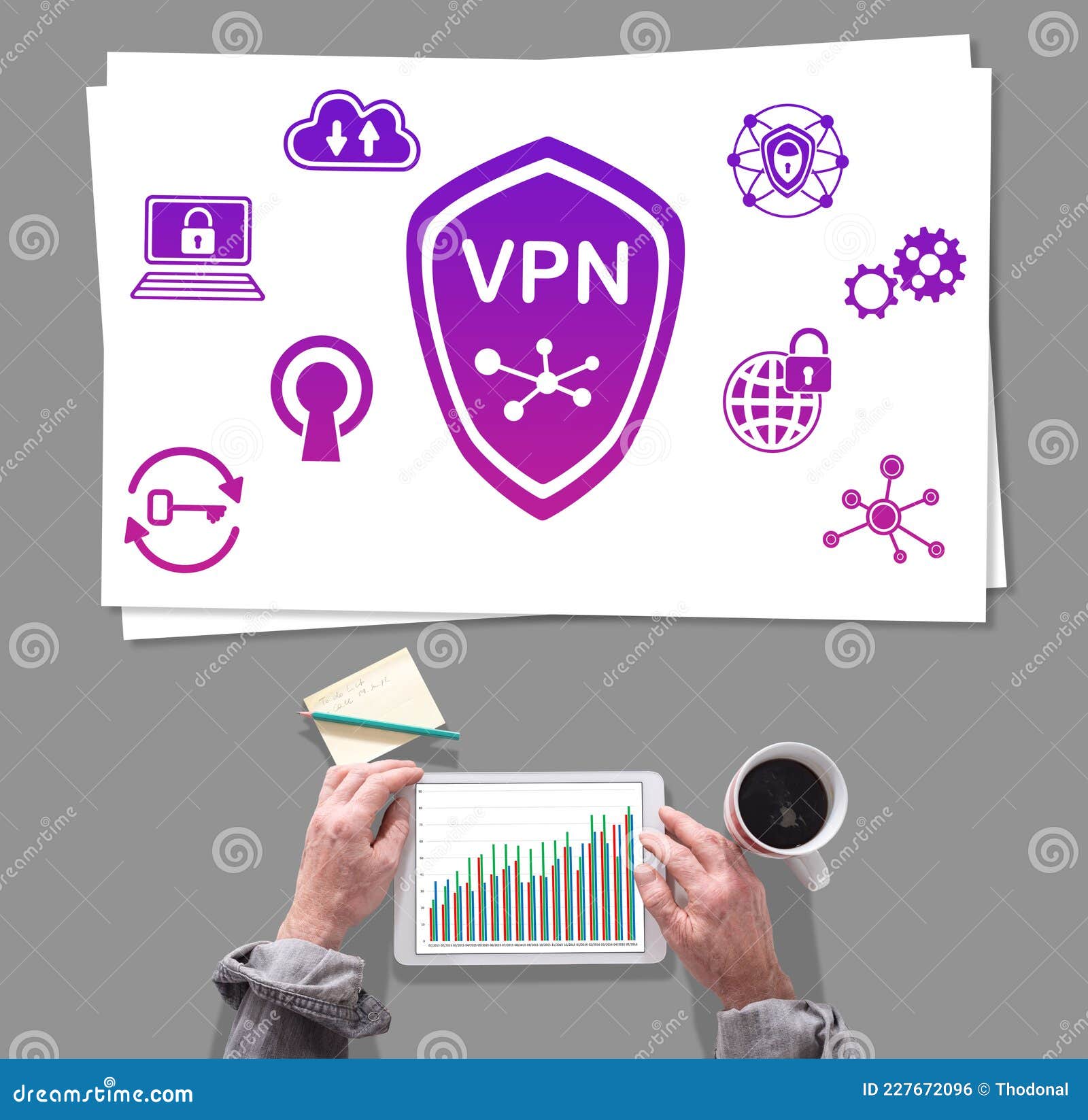 Vpn Concept Placed on a Desk Stock Photo - Image of protect, global ...