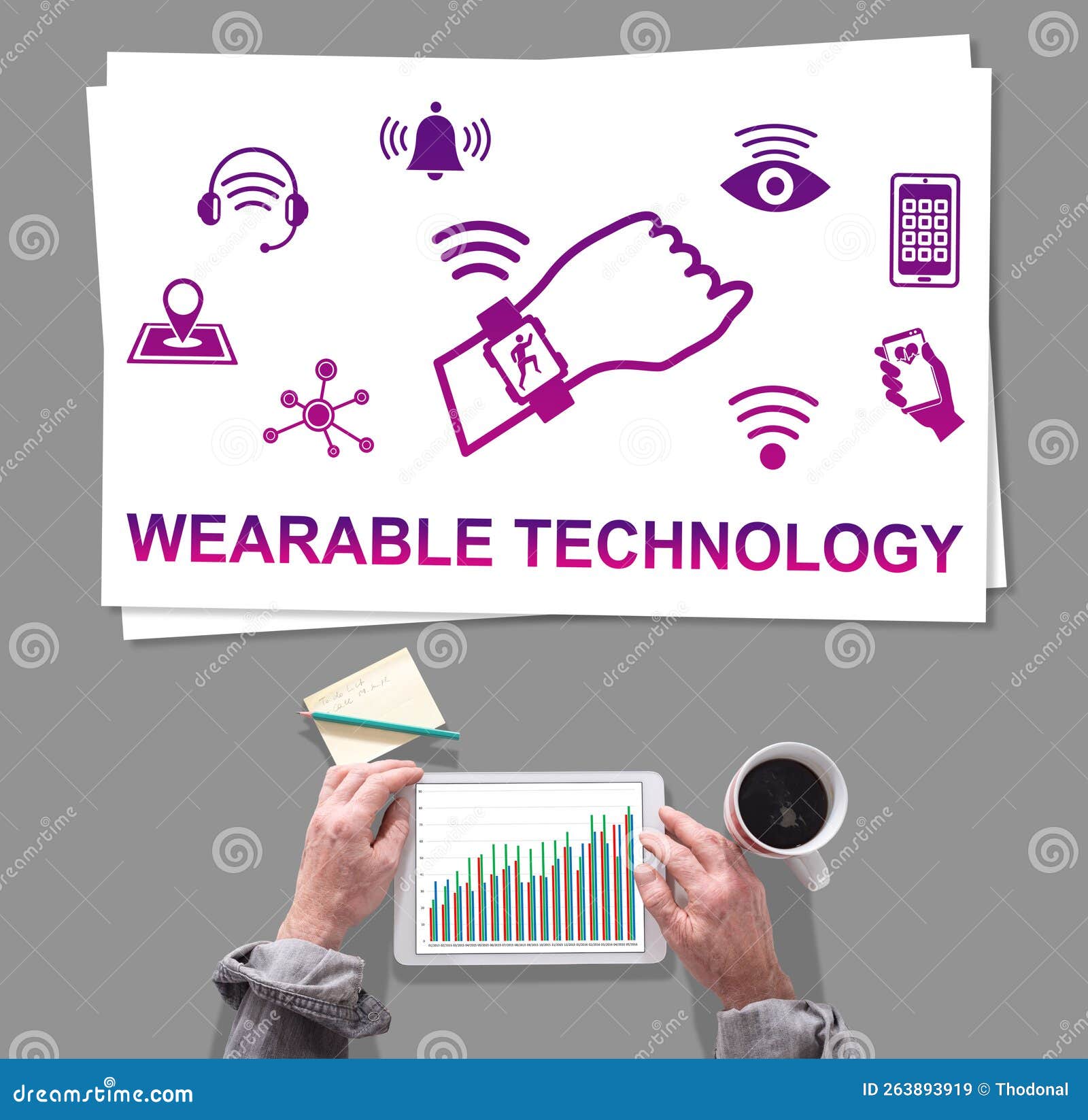 Wearable Technology Concept Placed on a Desk Stock Image - Image of ...