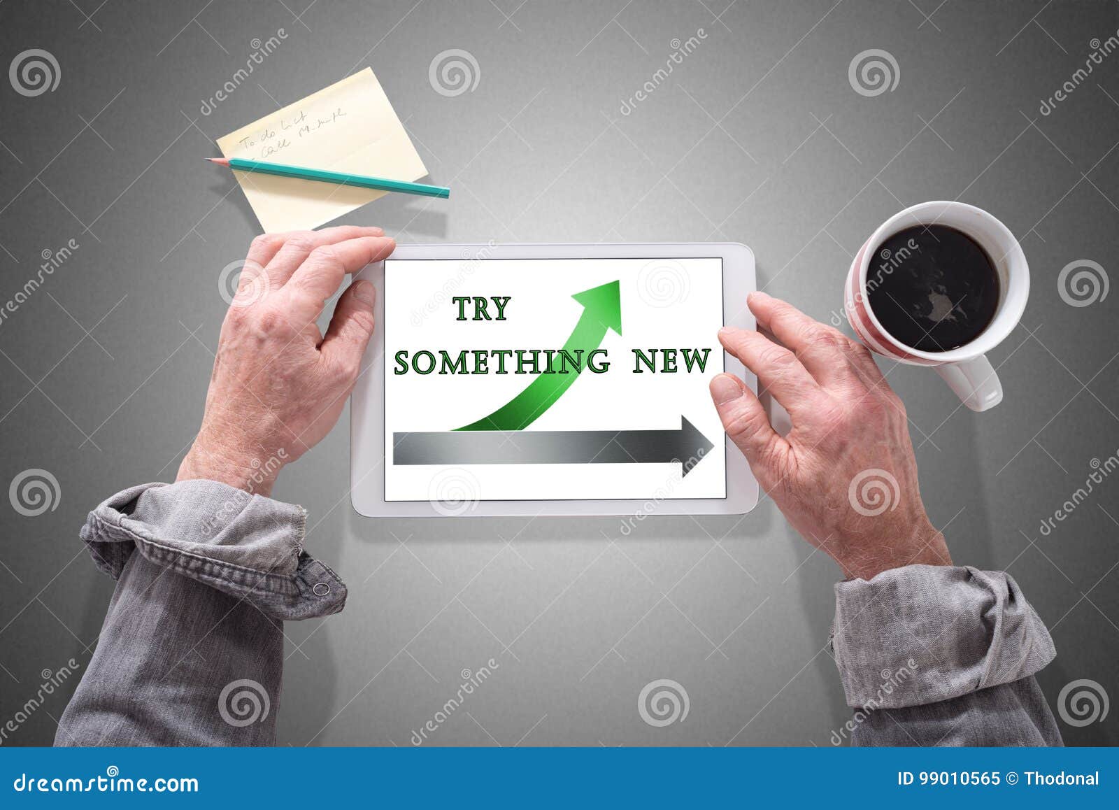 Try Something New Concept on a Tablet Stock Image - Image of time ...