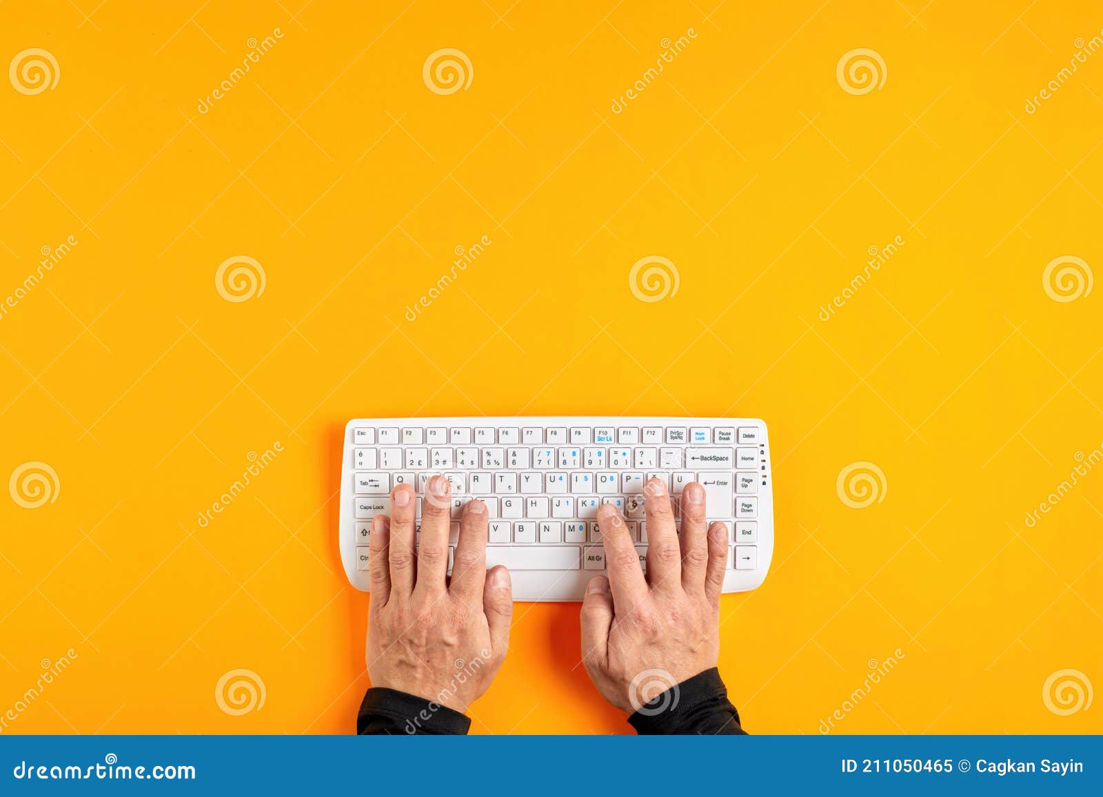 Male Hands Using a White Computer Keyboard Stock Image - Image of ...