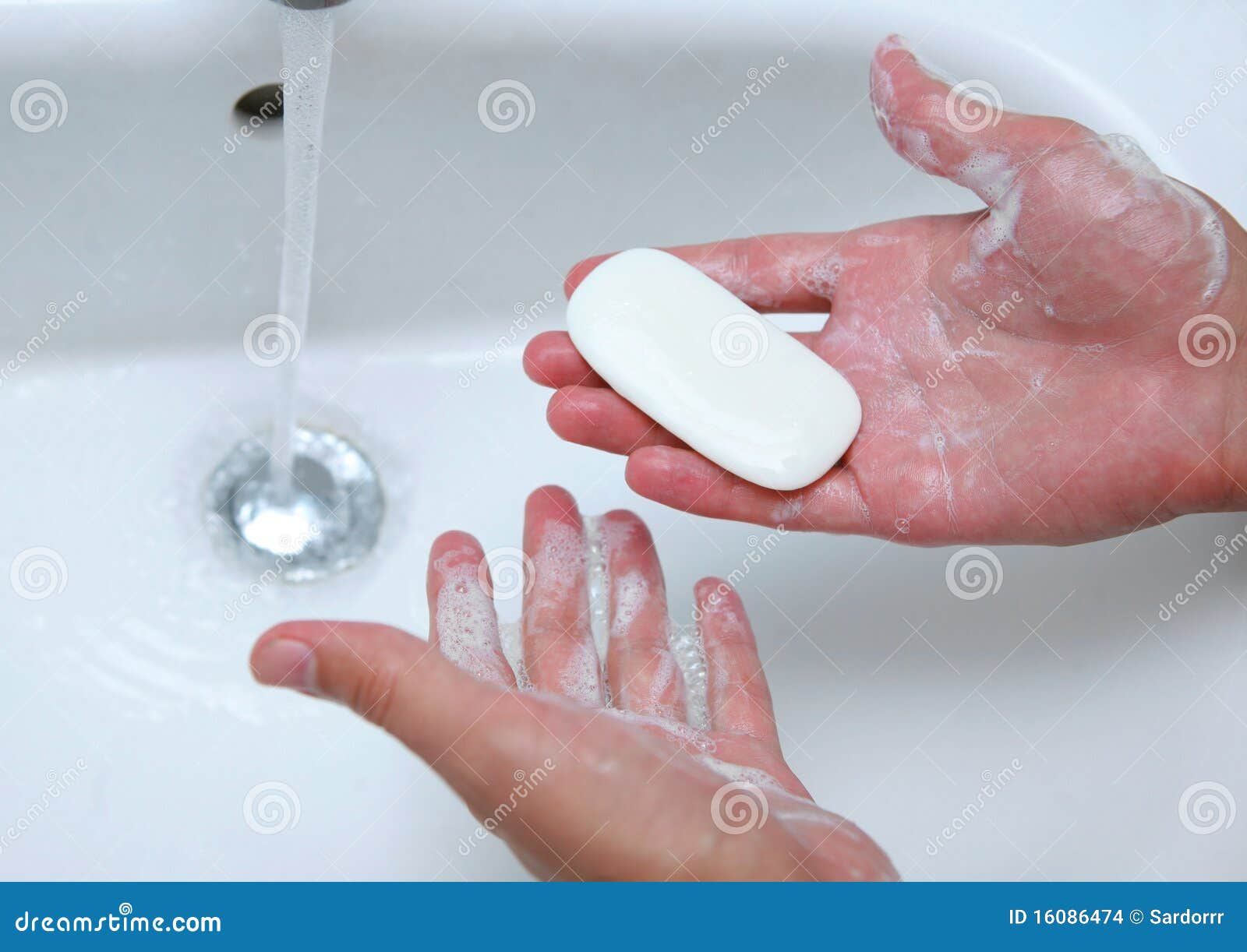 Male Hands Washing with Soap Water Stock Photo - Image of faucet, human ...