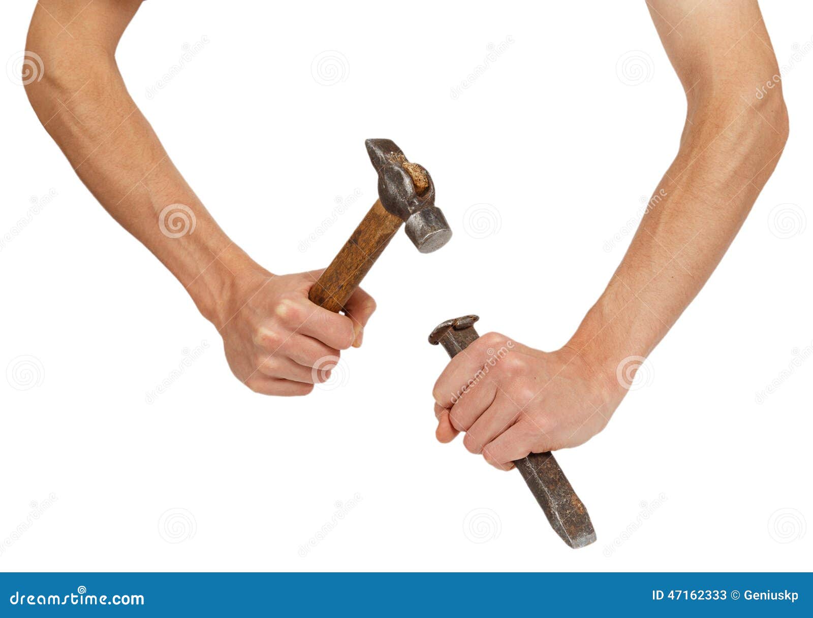 Male Hands Working With Hammer And Chisel Royalty-Free Stock ...