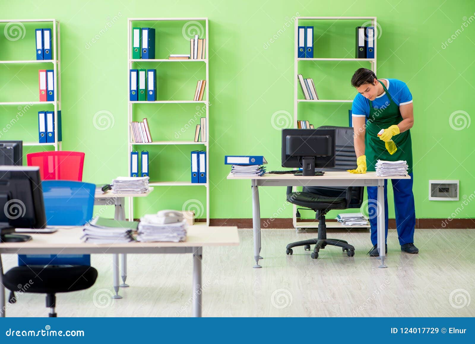 The Male Handsome Professional Cleaner Working in the Office Stock ...