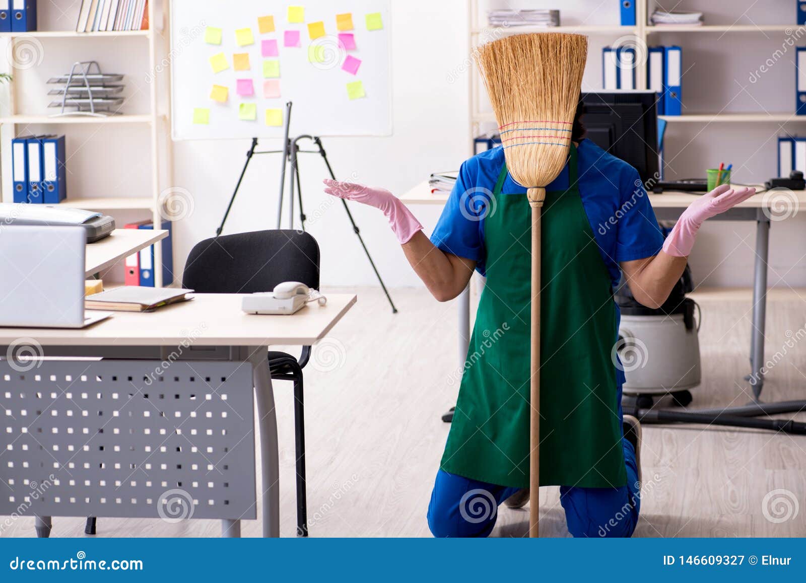 The Male Handsome Professional Cleaner Working in the Office Stock ...
