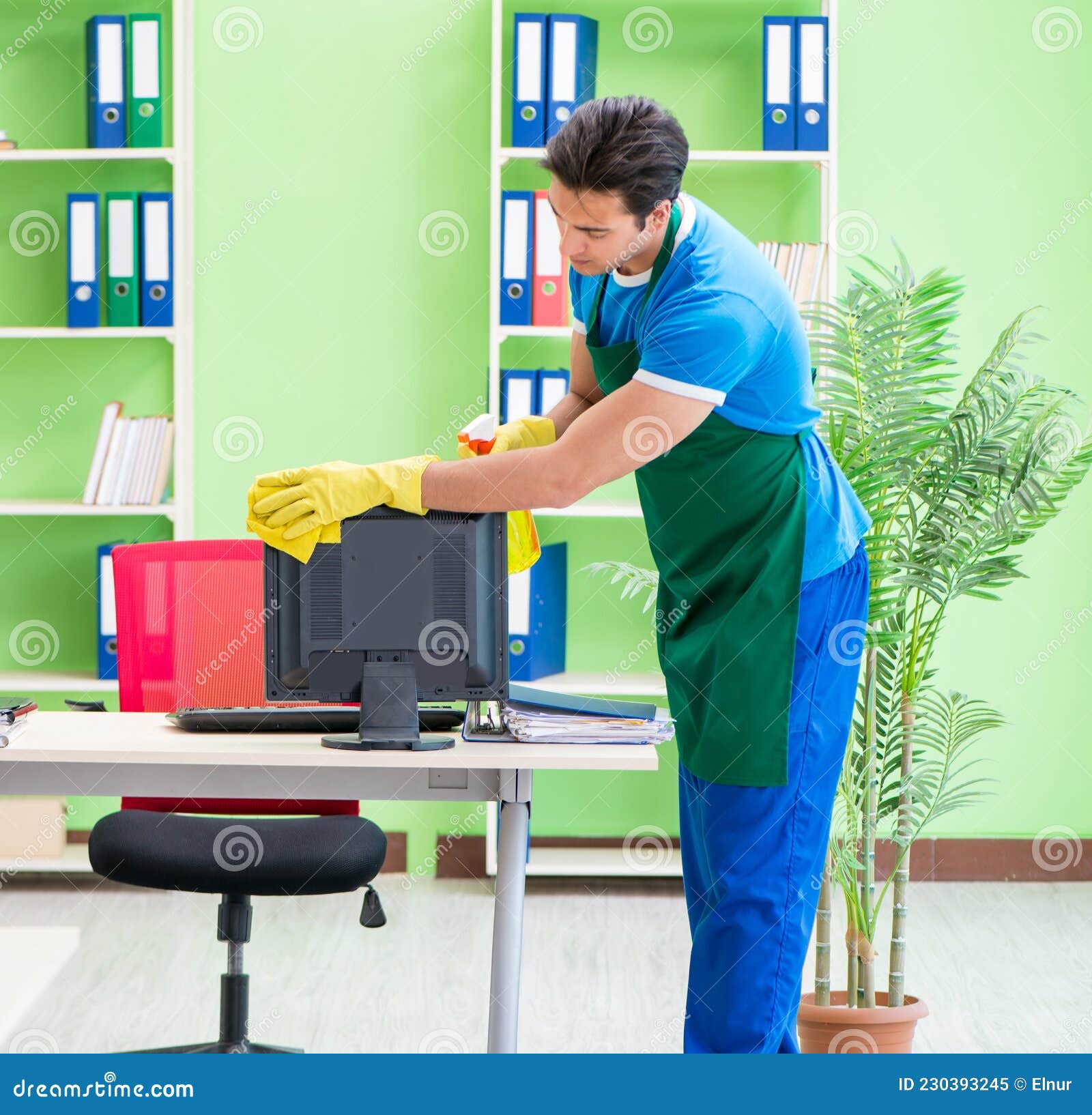 Male Handsome Professional Cleaner Working in the Office Stock Image ...