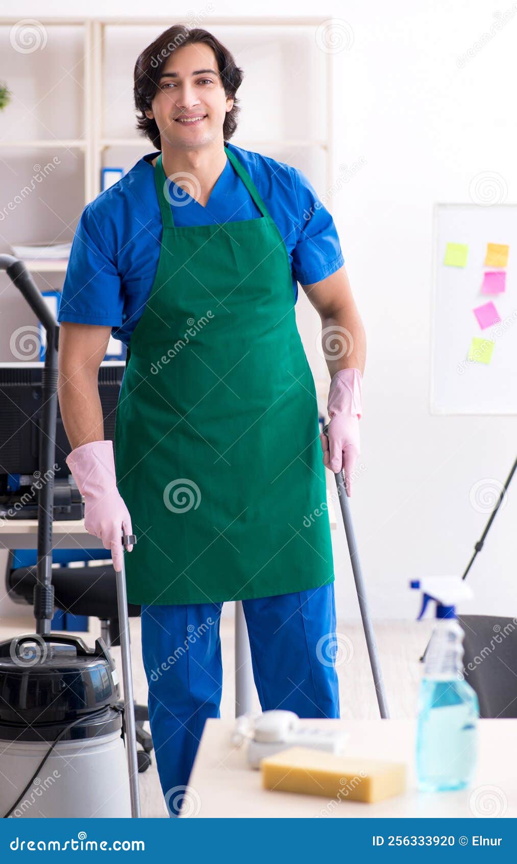 Male Handsome Professional Cleaner Working in the Office Stock Photo ...