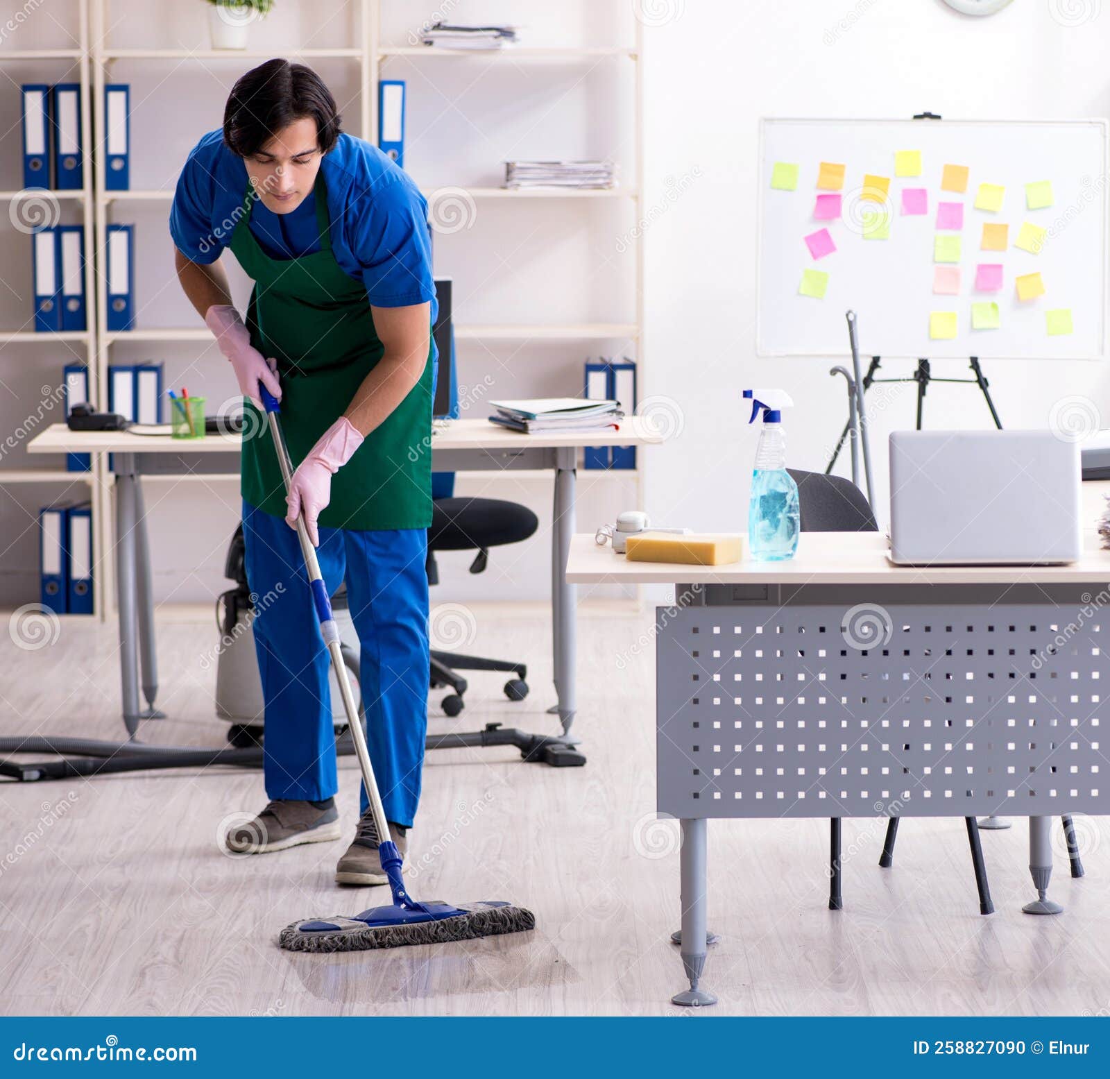 Male Handsome Professional Cleaner Working in the Office Stock Photo ...
