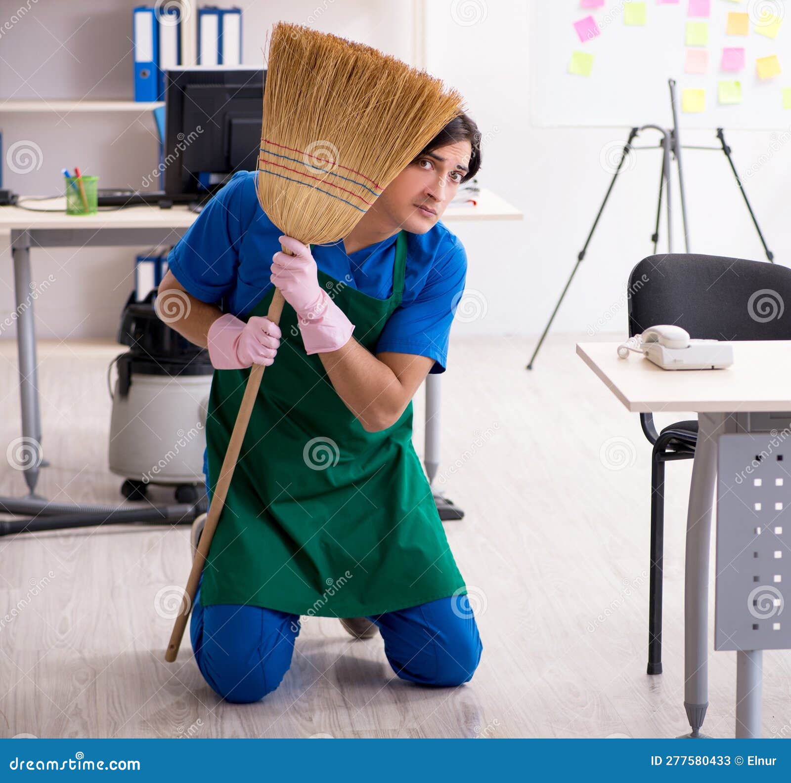 Male Handsome Professional Cleaner Working in the Office Stock Image ...