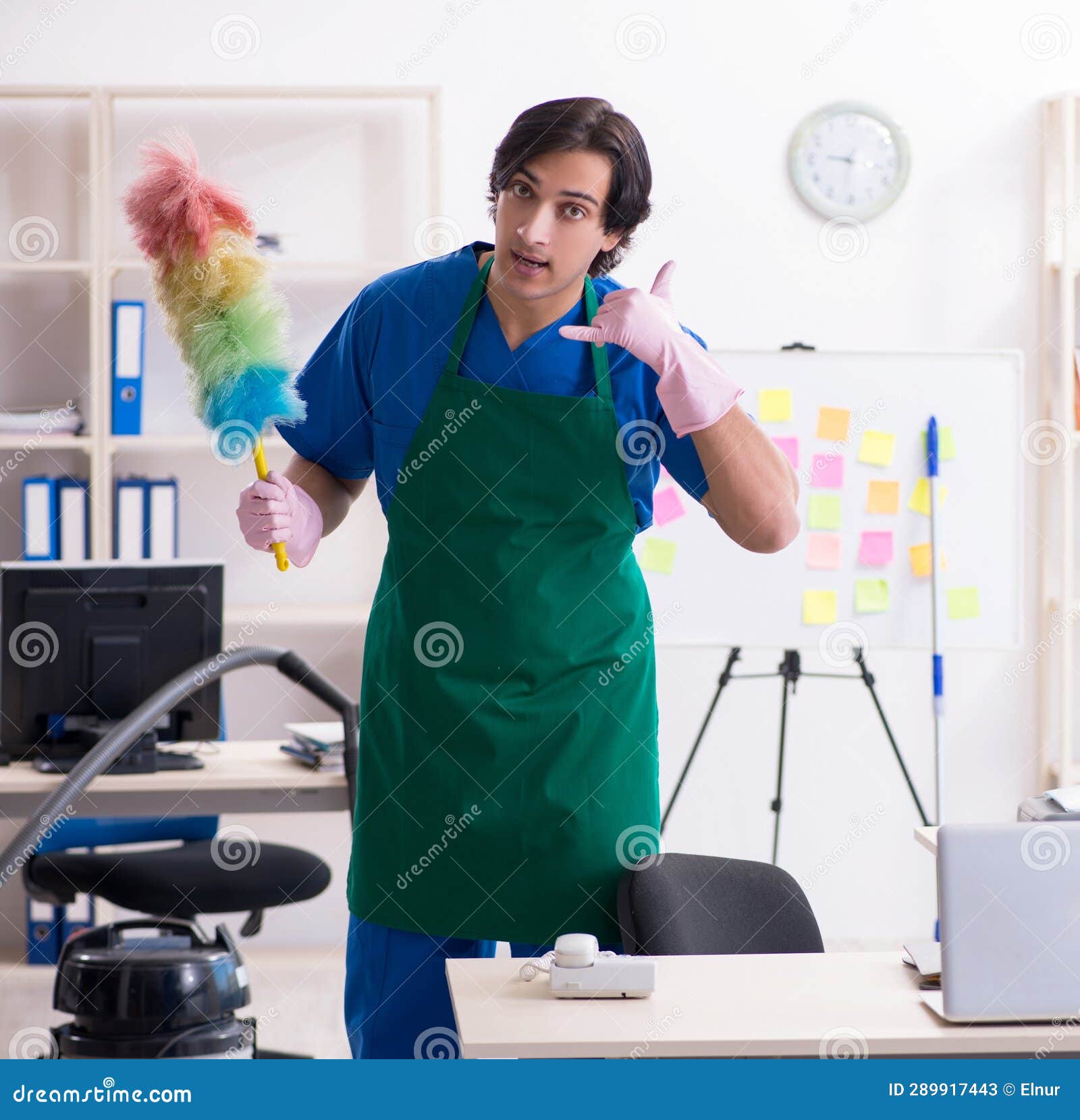 Male Handsome Professional Cleaner Working in the Office Stock Image ...