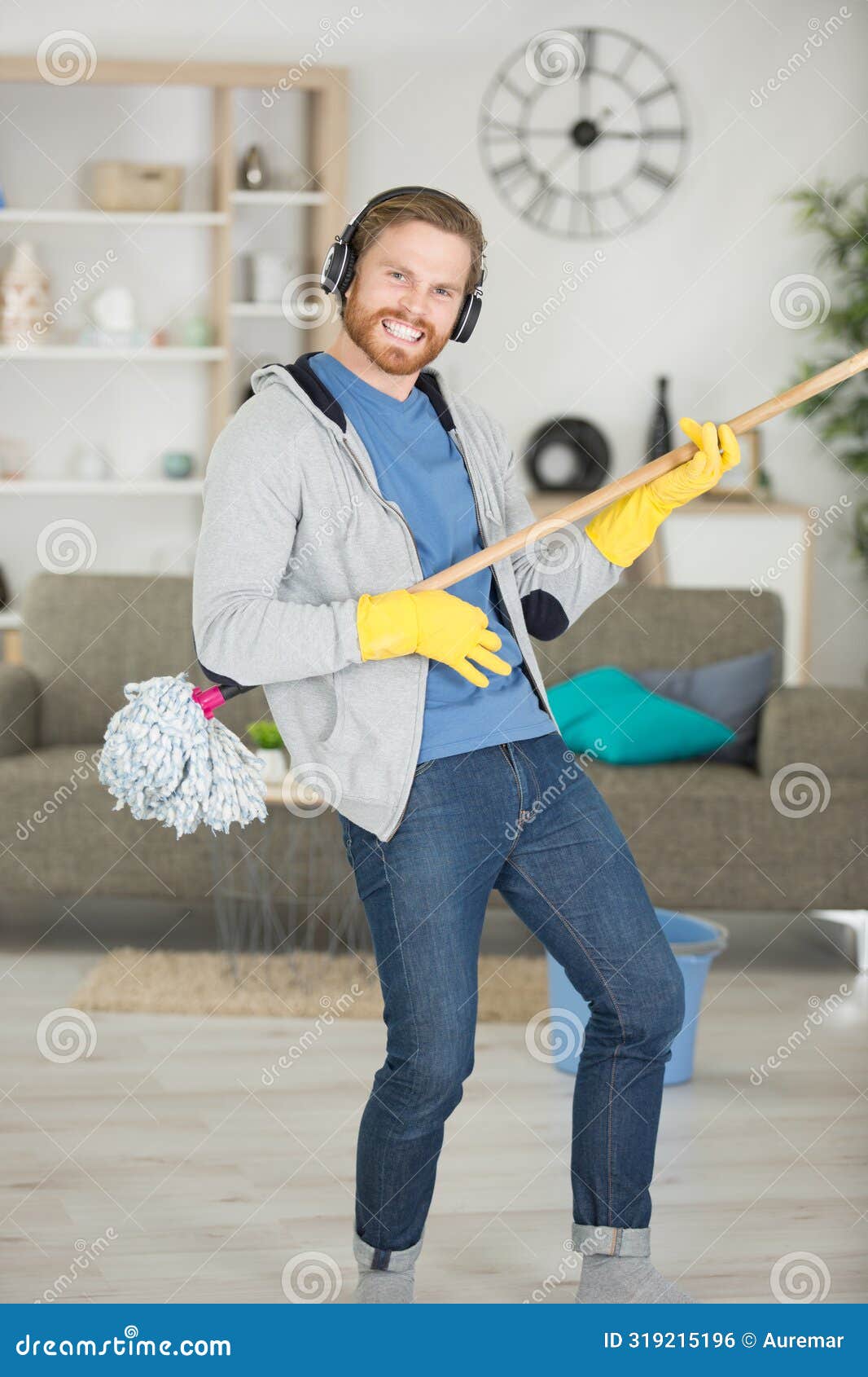Male Handsome Professional Cleaner Working in Office Stock Photo ...