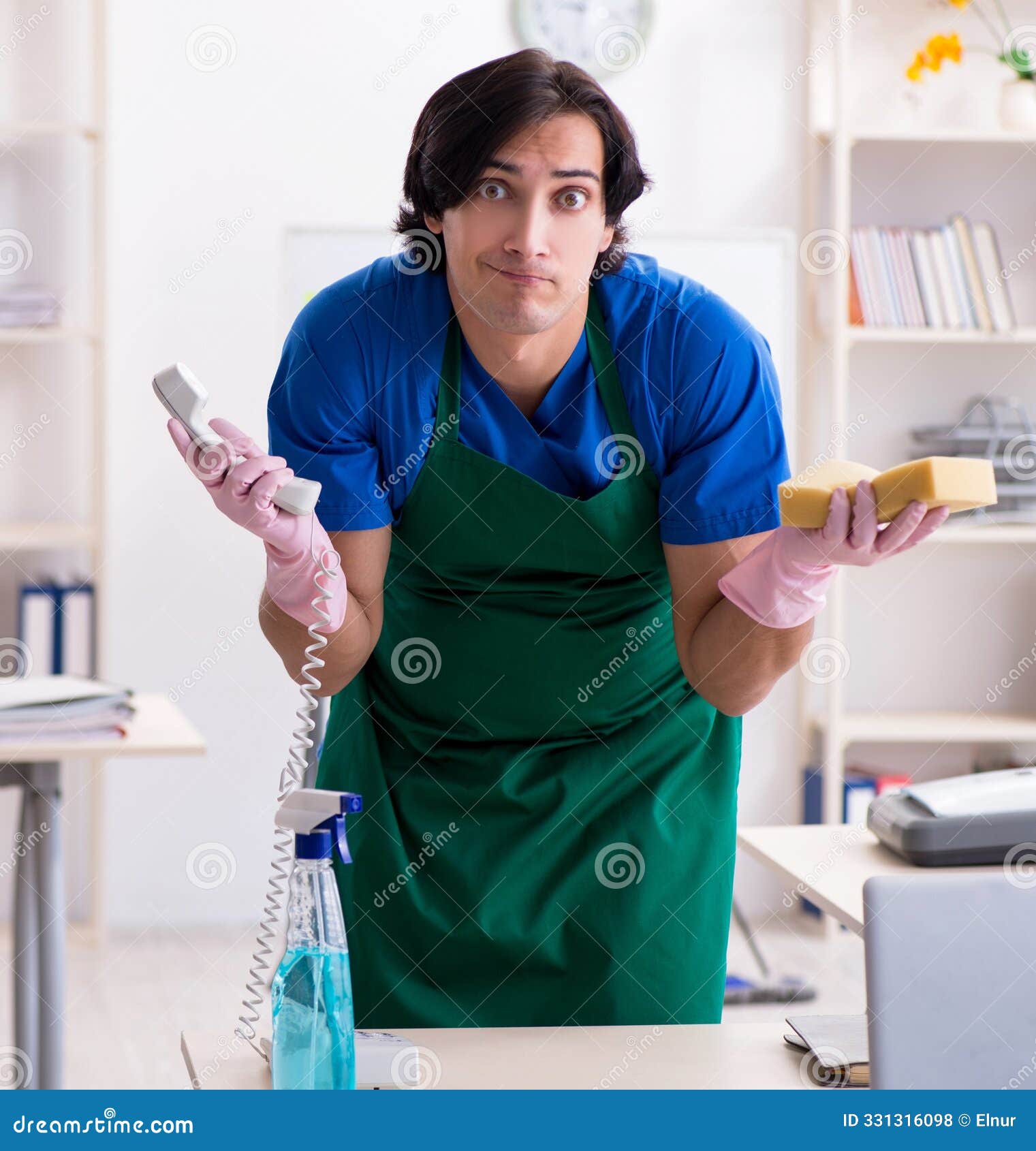 Male Handsome Professional Cleaner Working in the Office Stock Photo ...