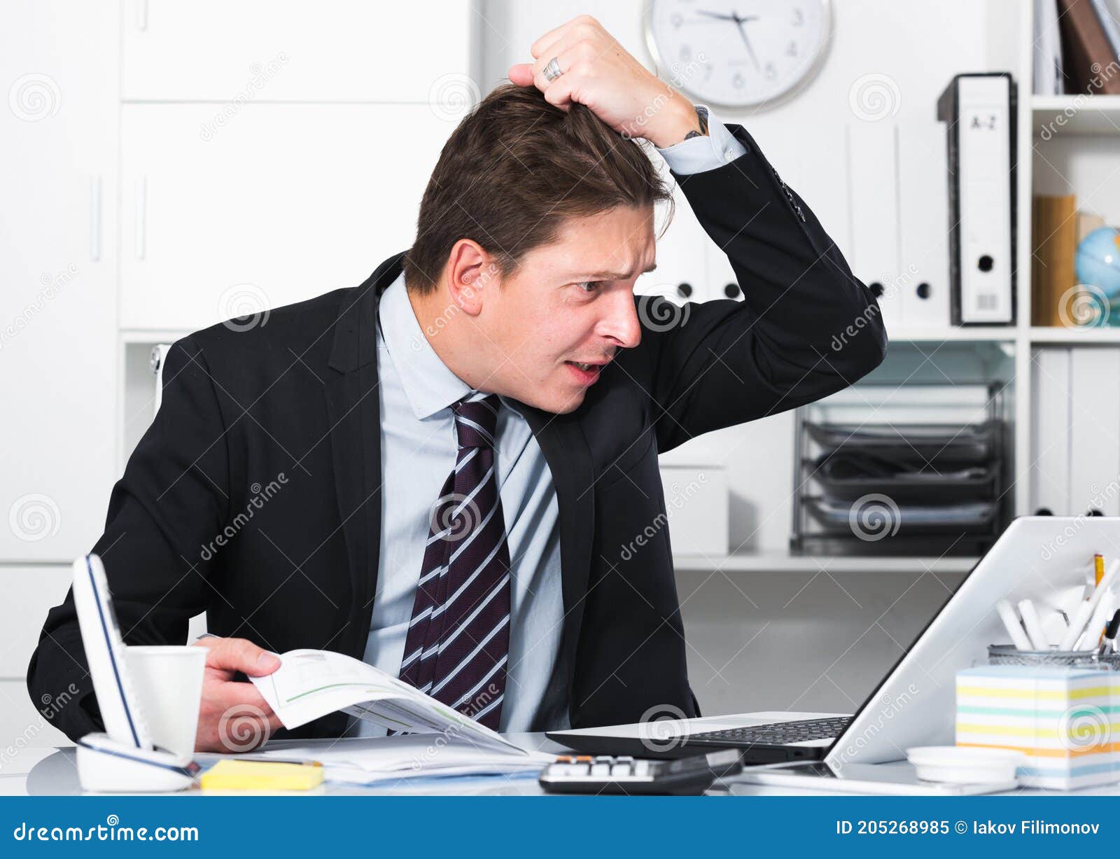 Male Having Lot of Work and Problems Stock Image - Image of occupation ...