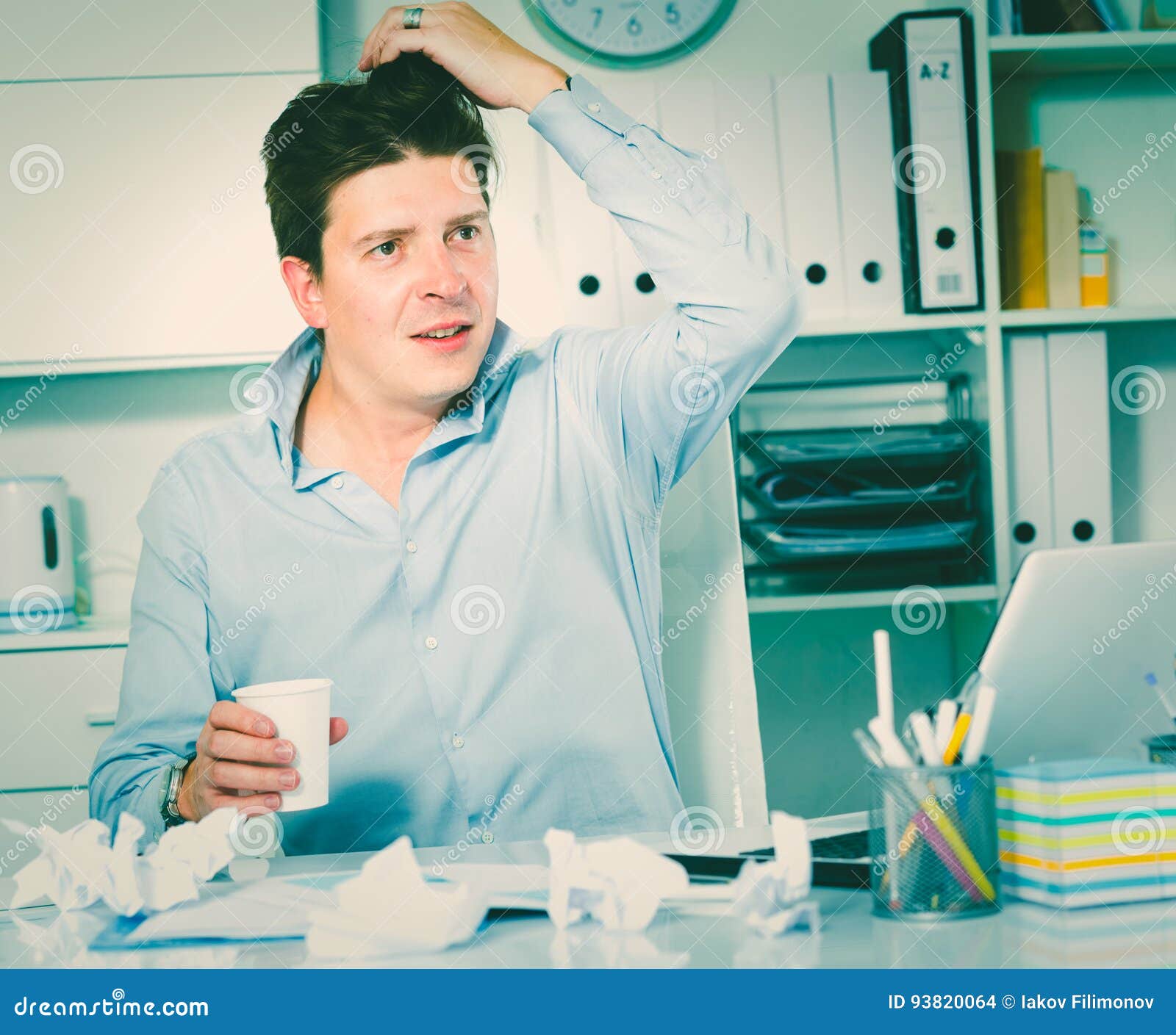 Male Having Lot of Work and Problems Stock Photo - Image of employment ...