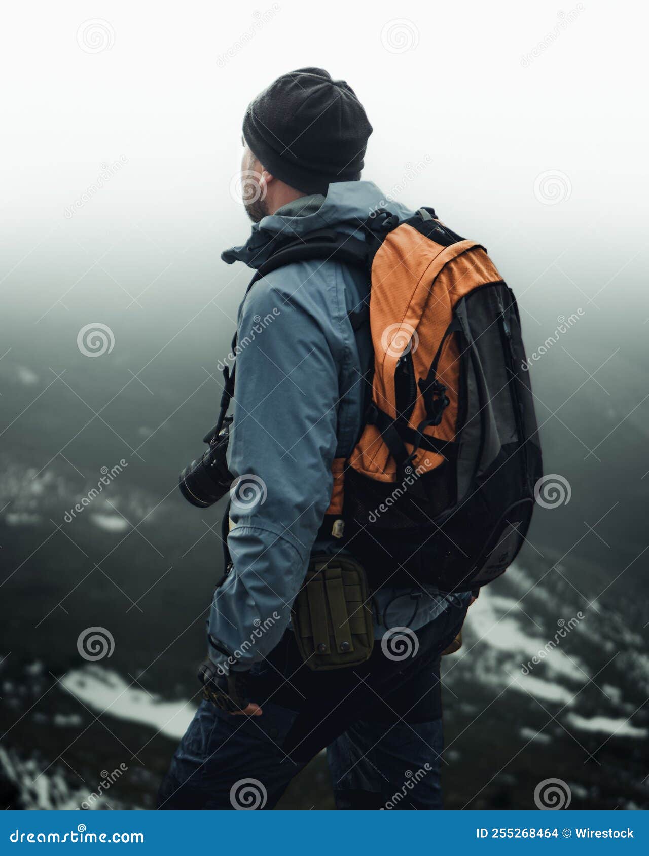 Male Hiker in the Cold Snowy Mountain Stock Photo - Image of caucasian ...