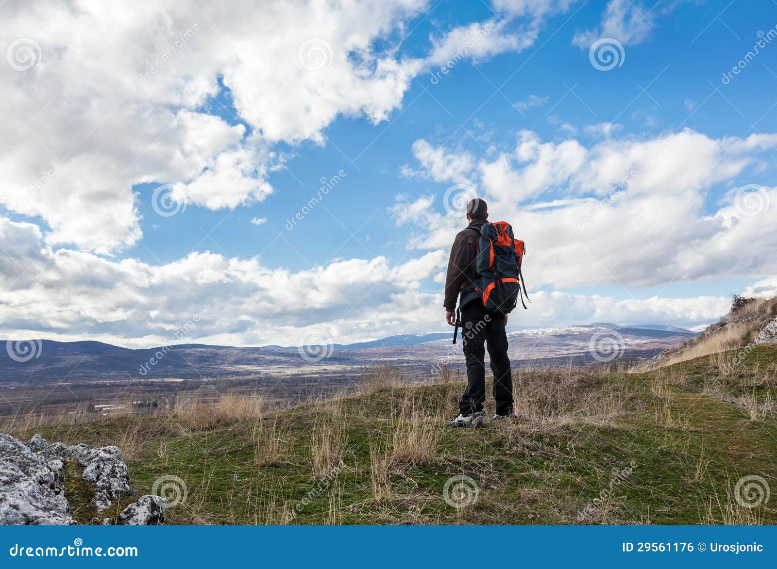 Male hiker on the mountain stock photo. Image of climbing - 29561176