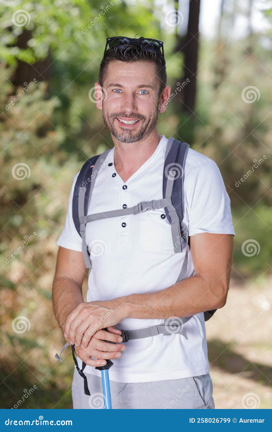 Male Hiker Posing and Smiling Stock Image - Image of mountain ...