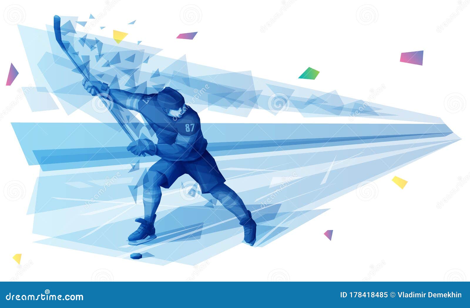 Male Hockey Player Performing Slap Shot Stock Vector Illustration Of