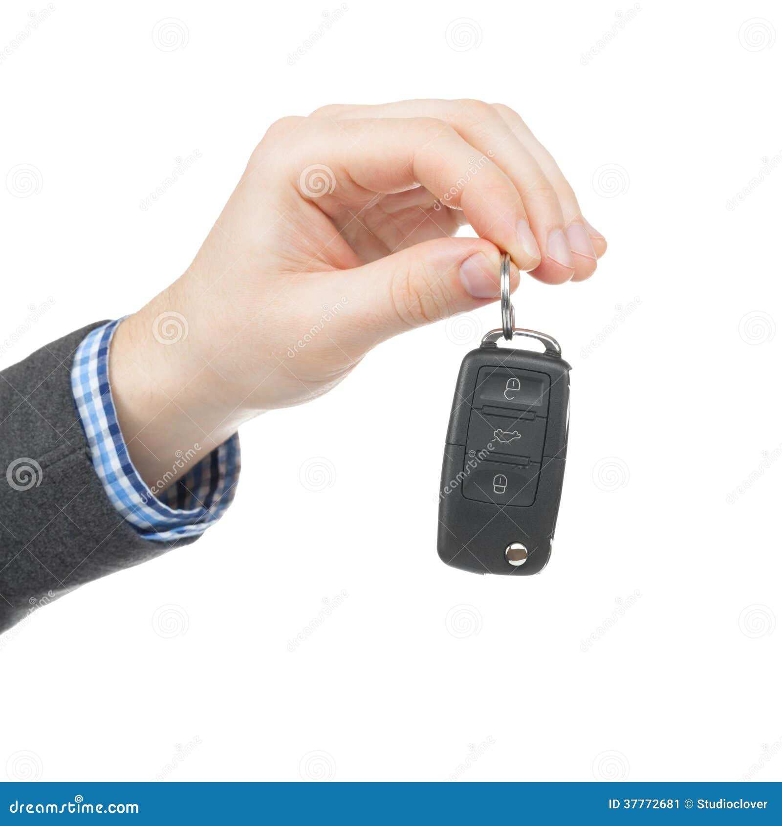 Male Holding Car Keys with Remote Control System Stock Image - Image of ...