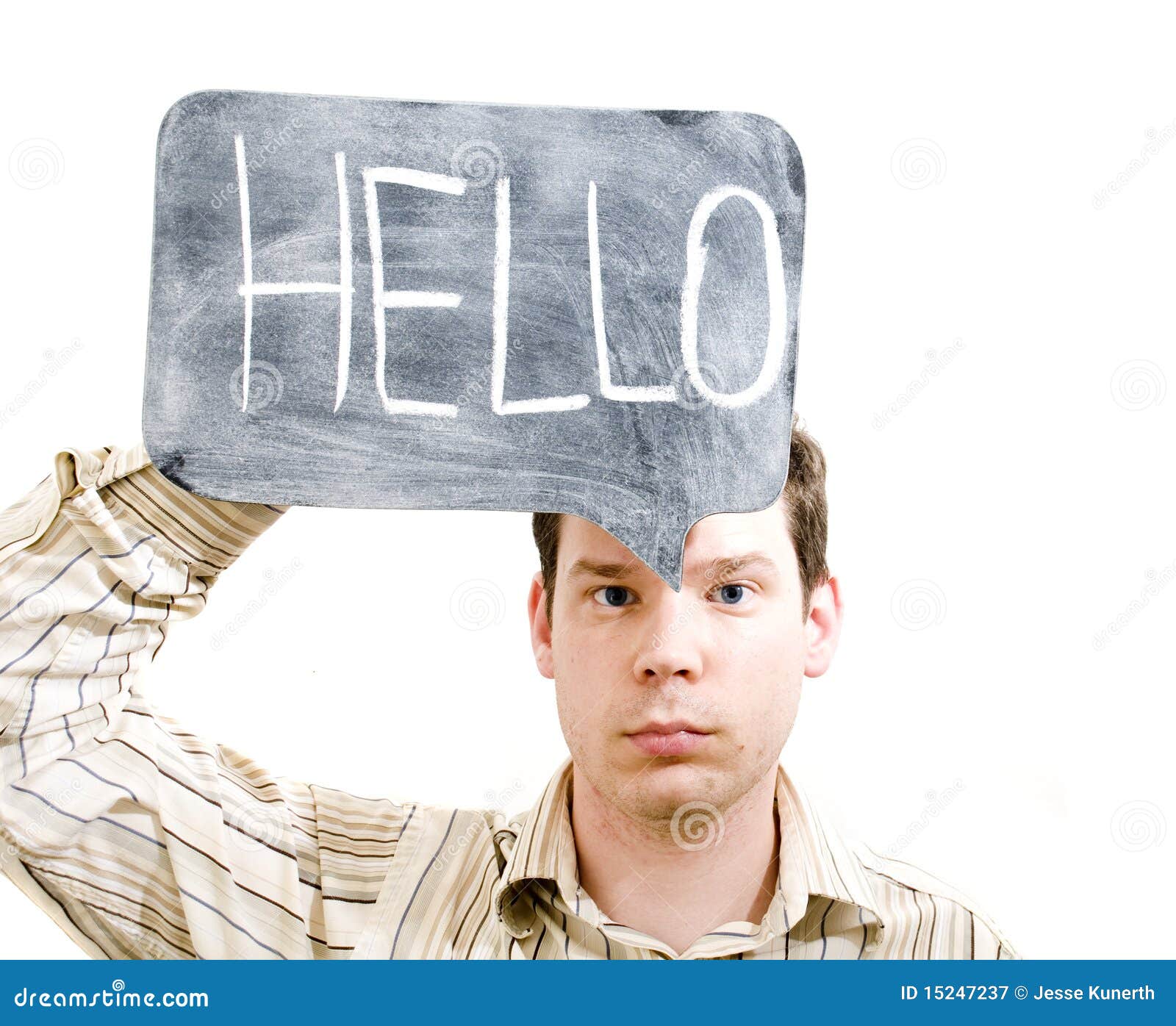 Male Holding Hello Sign stock image. Image of shirt, caucasian - 15247237