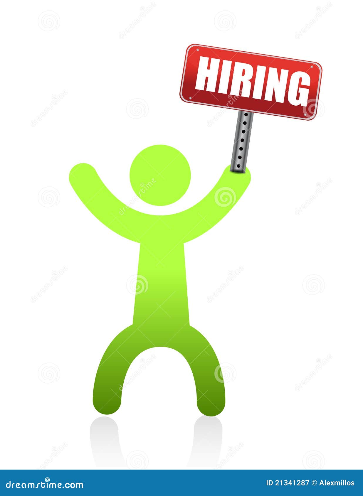 Male holding a hiring sign stock vector. Illustration of communication ...